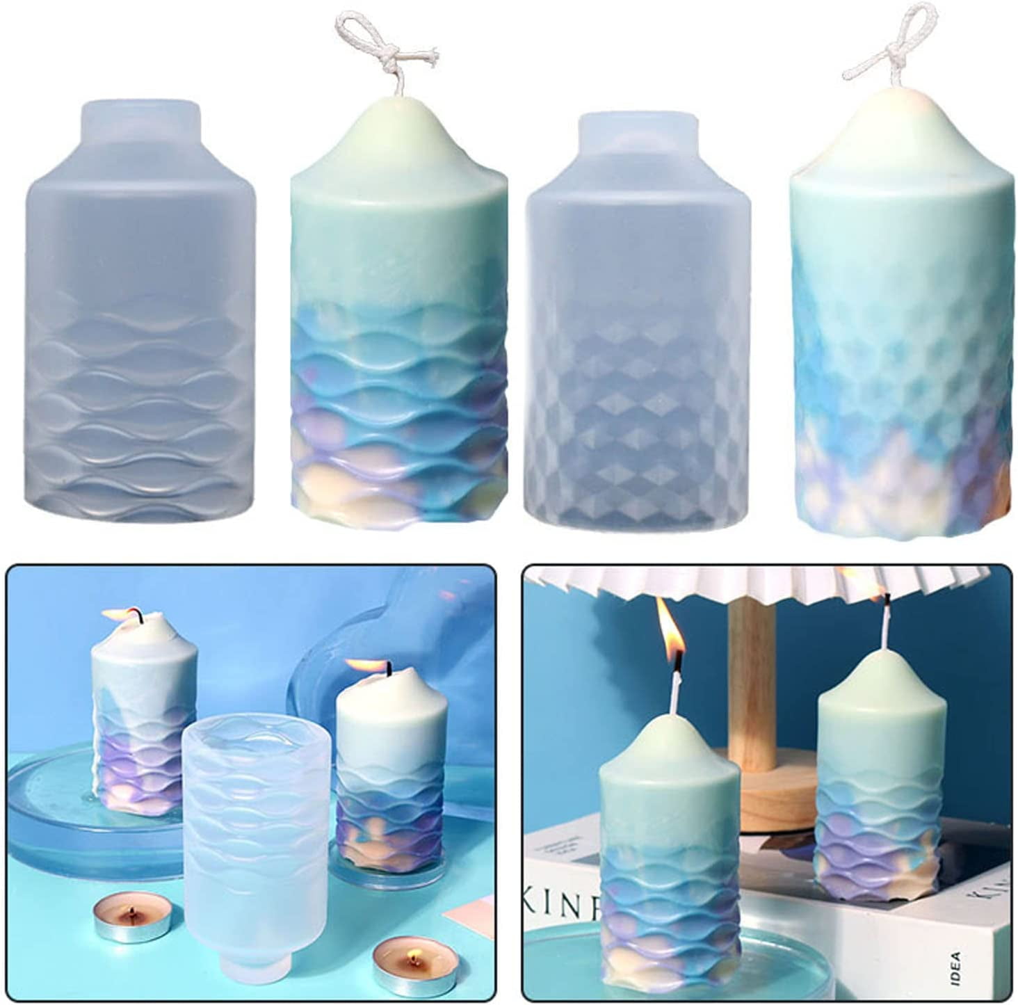 Cylinder Candle Molds Silicone,Candle Molds for Candle Making,Upgrade ...