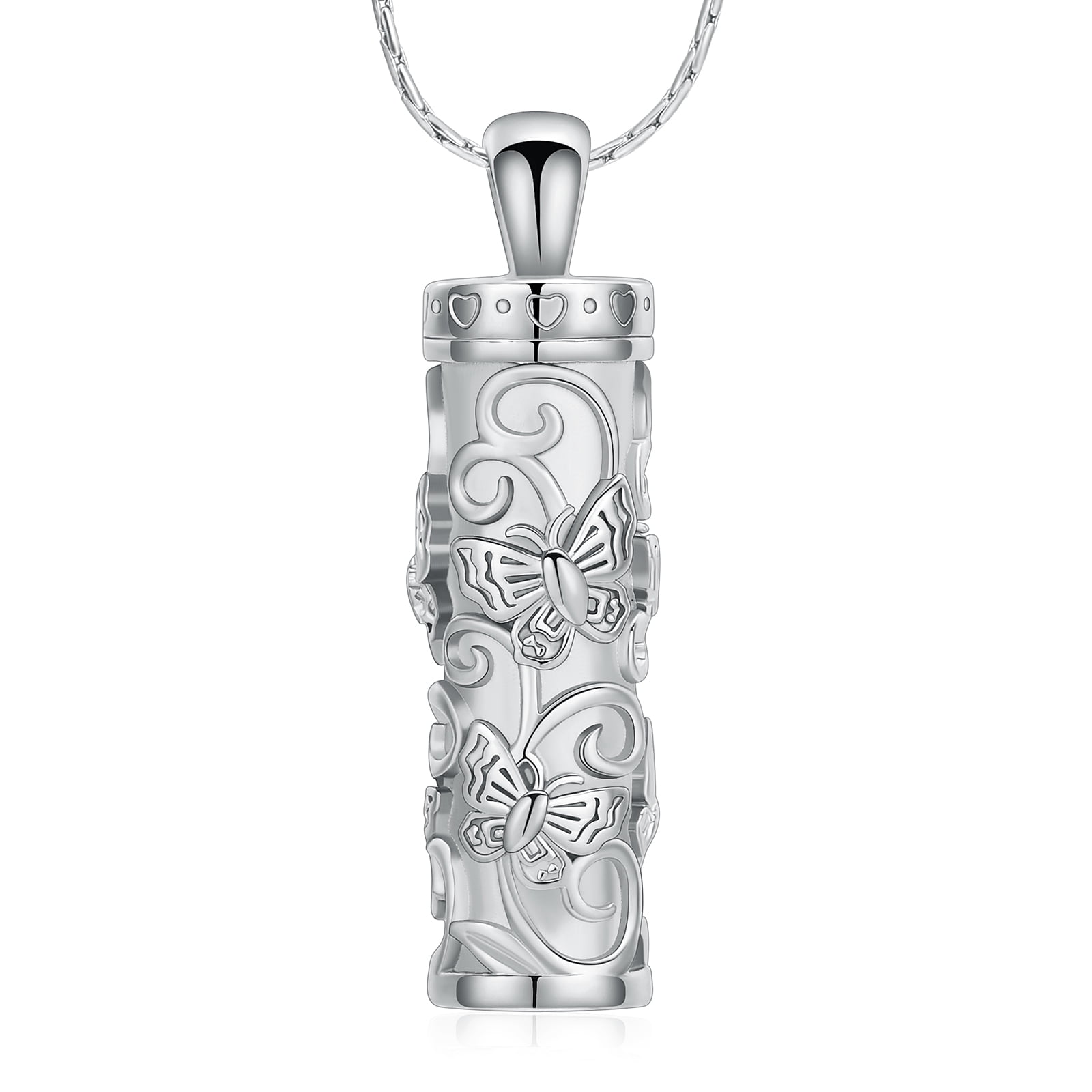 Cylinder Cremation Jewelry Memorial Necklace Butterfly Print Cremation ...