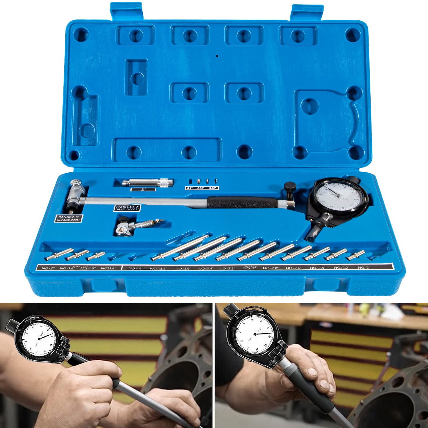 Cylinder Dial Indicator Bore Gauge Gage Set 1.4"-6" Measuring Range 52 ...