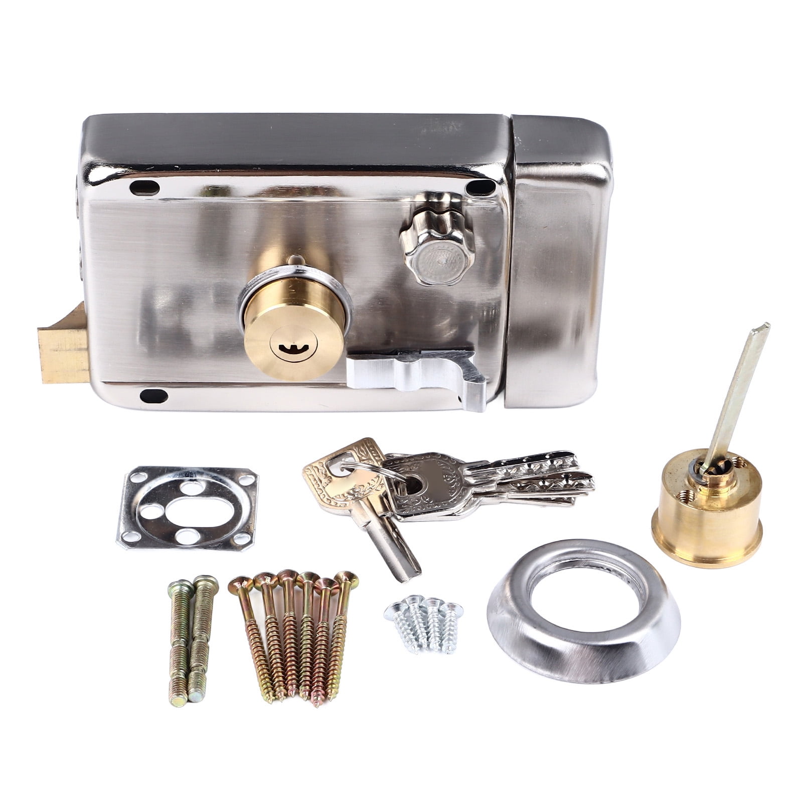 Cylinder Door Rim Lock Copper Core Left Handed Vertical Keyway Lock Set ...