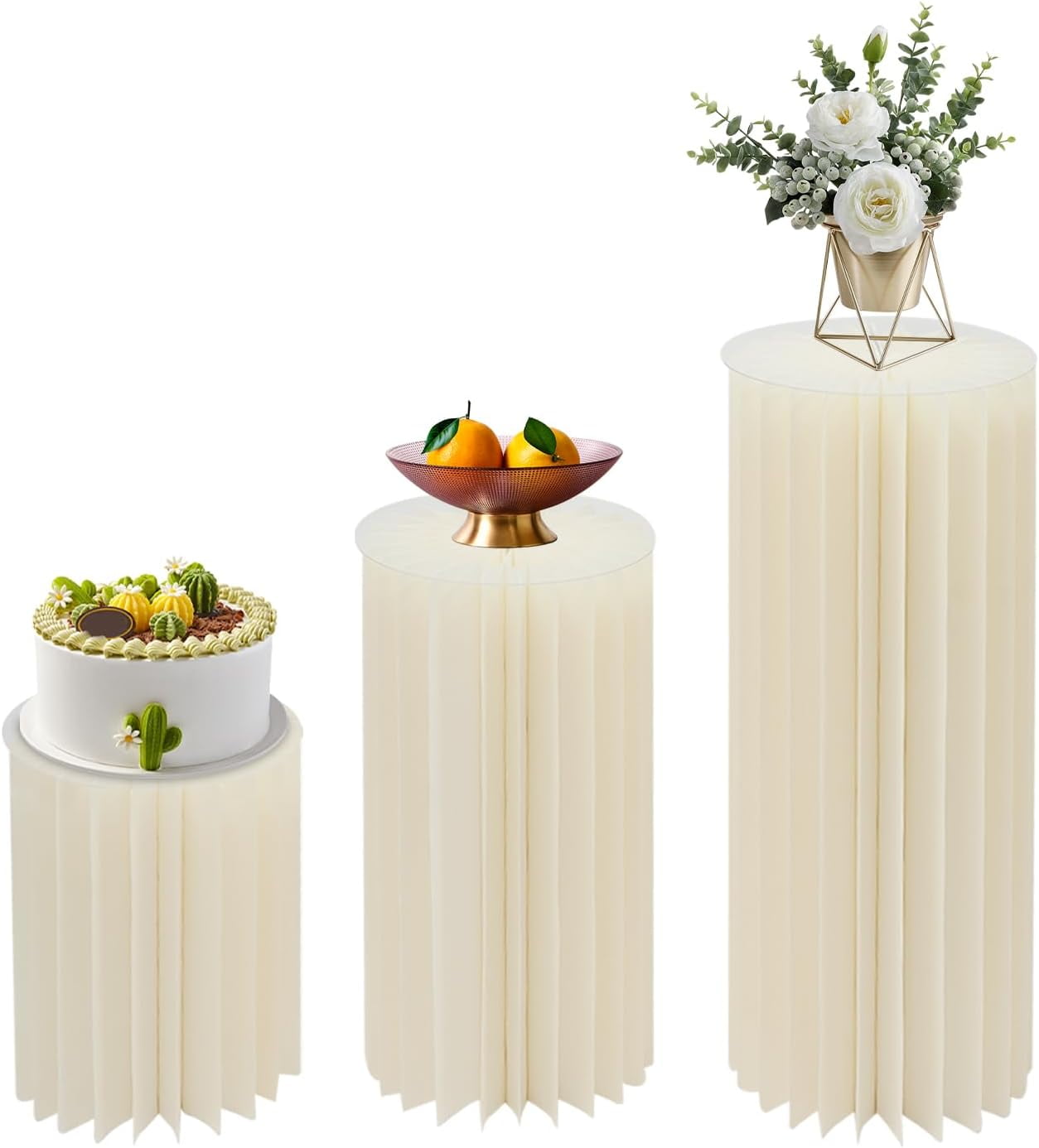Cylinder Flowers Stand, 3pcs Foldable Cardboard Centerpiece Display ...