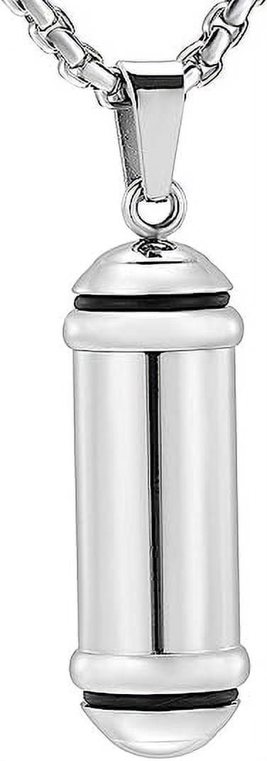 Cylinder Glass Container Urn Necklaces for Ashes Stainless Steel ...