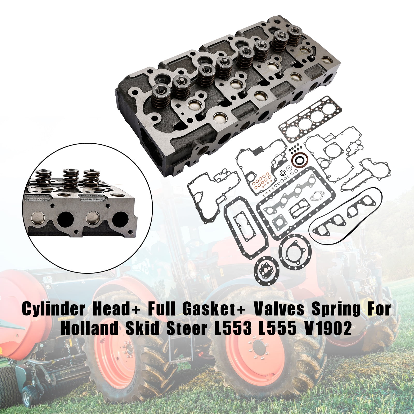 Cylinder Head Complete With Gasket Kit For New Holland Skid Steer L555/L553 Kubota V1902 ...