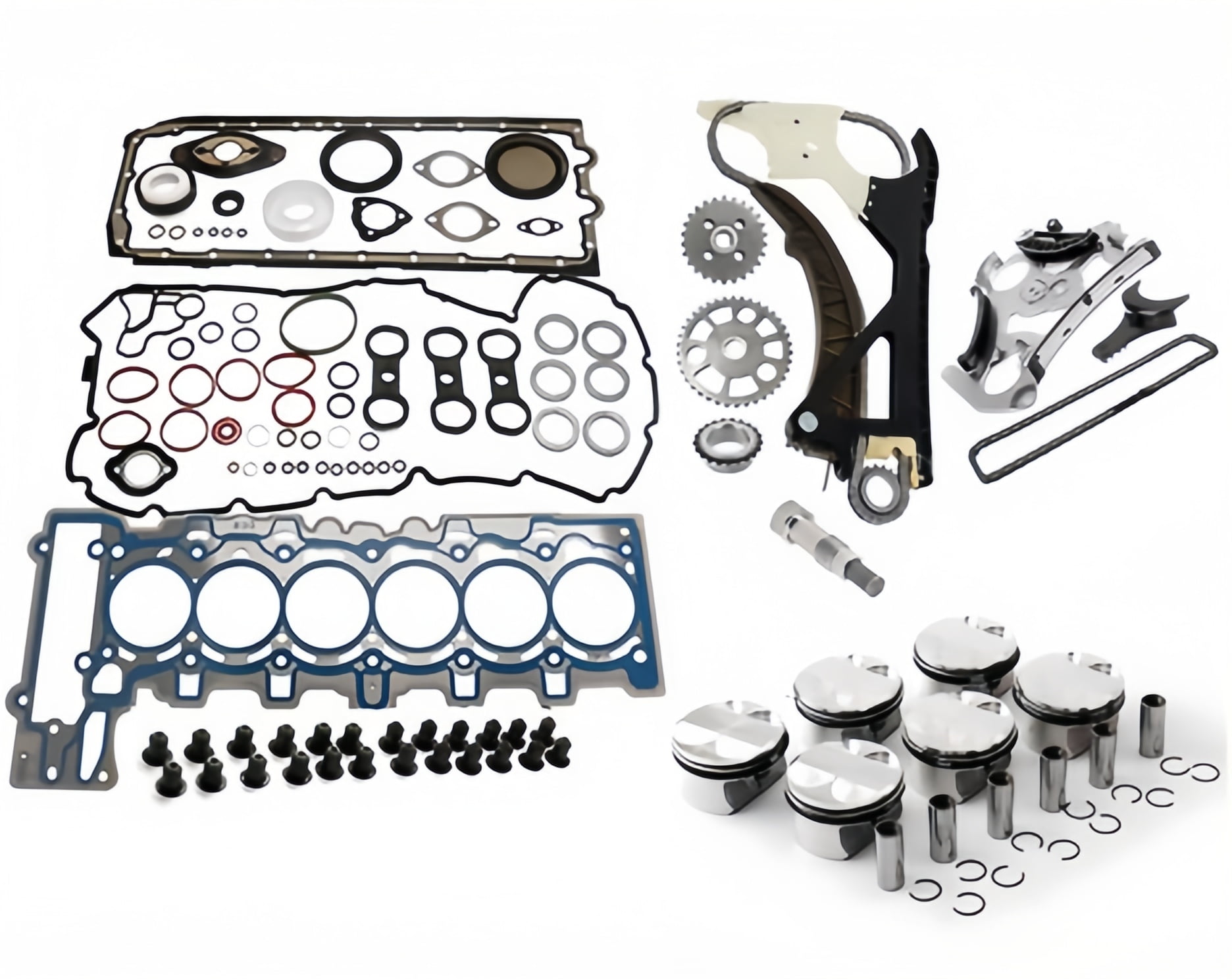 Cylinder Head Full Gasket Set Pistons Rings Timing Chain Kit For BMW ...