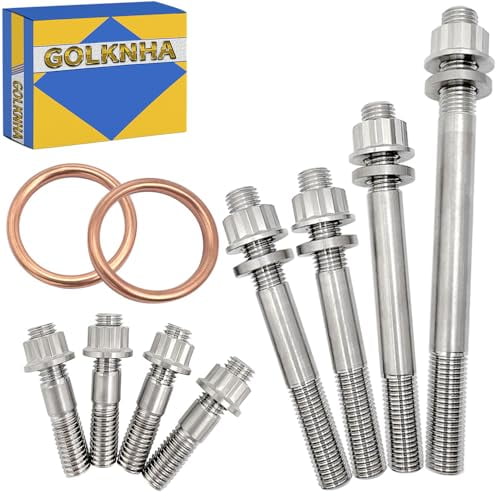 Cylinder Head Titanium Head Stud Bolt Nut Kit Set Compatible with Honda ...