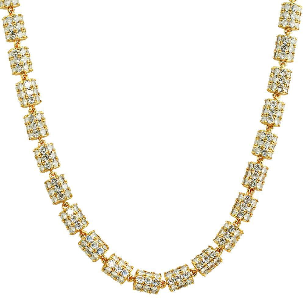 Cylinder Link 360 Iced Out CZ Hip Hop Bling Bling Chain - Walmart.com