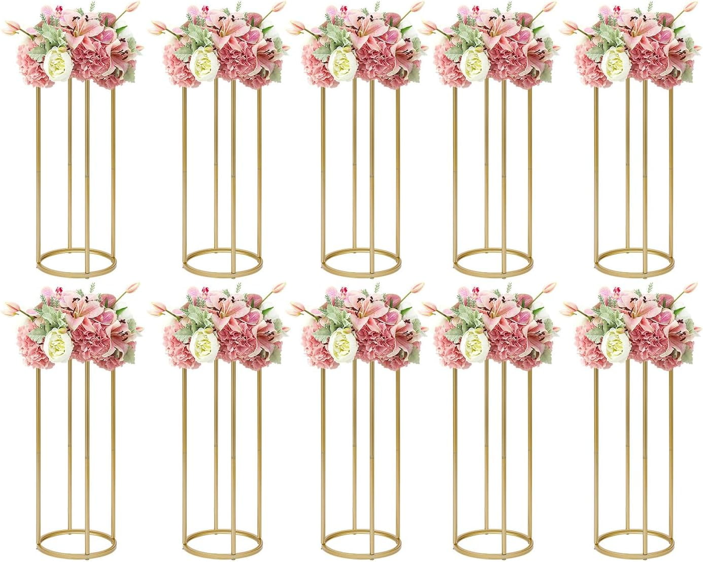 Cylinder Pedestal Stands for Parties, 10PCS Gold Metal Plant Round ...