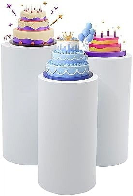 Cylinder Pedestal Stands,White Round Display Stands Pillars,3 Pieces ...