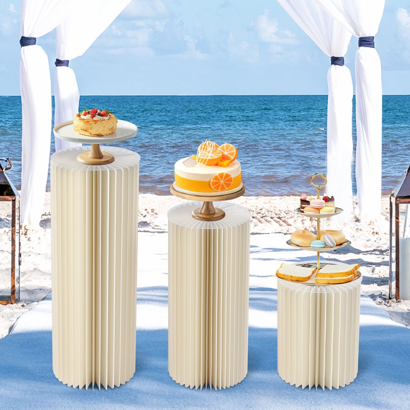 Cylinder Pedestal Wedding Cake Flowers Display Stand Decoration Dessert ...