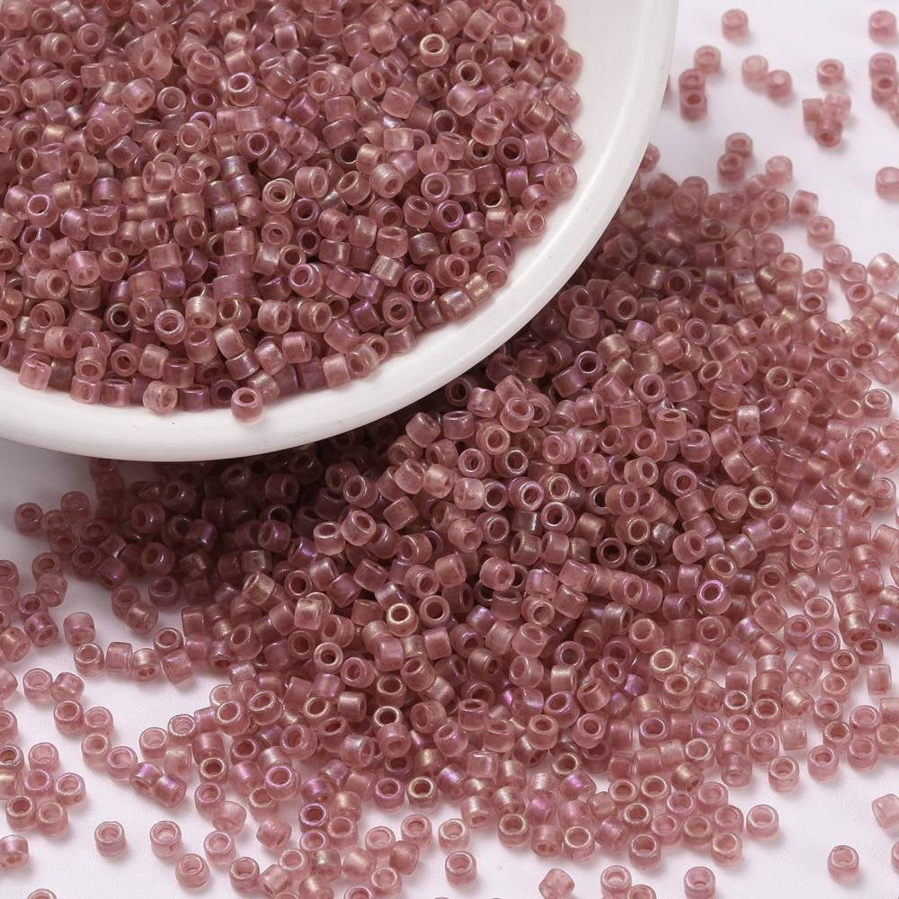 Cylinder Seed Beads Frosted AB Colors Round Hole Uniform Size Brown 2x1 ...