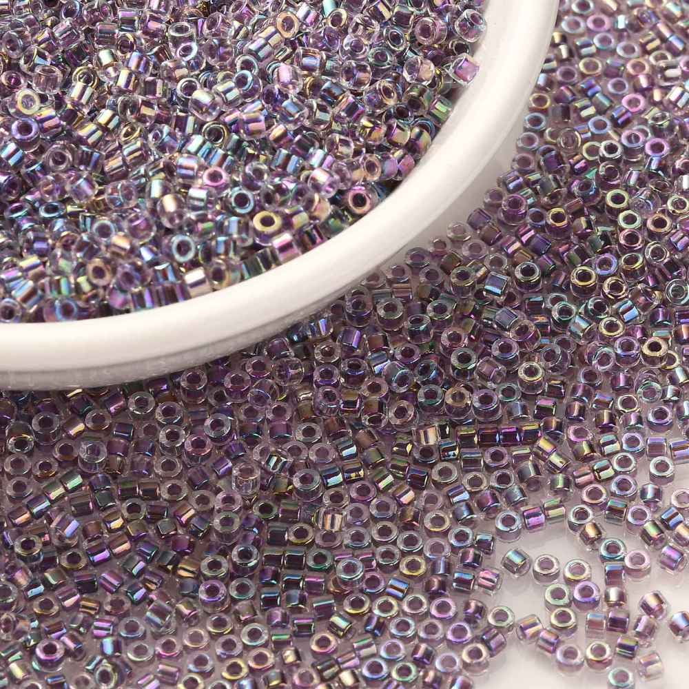 Cylinder Seed Beads Uniform Size Transparent Colours Rainbow Purple 2x1 ...