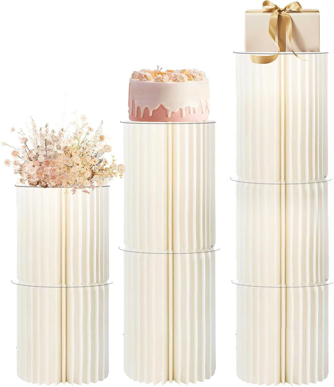 Cylinder Stands for Party Set of 3 Paper Pillars Pedestal Cake Stand ...