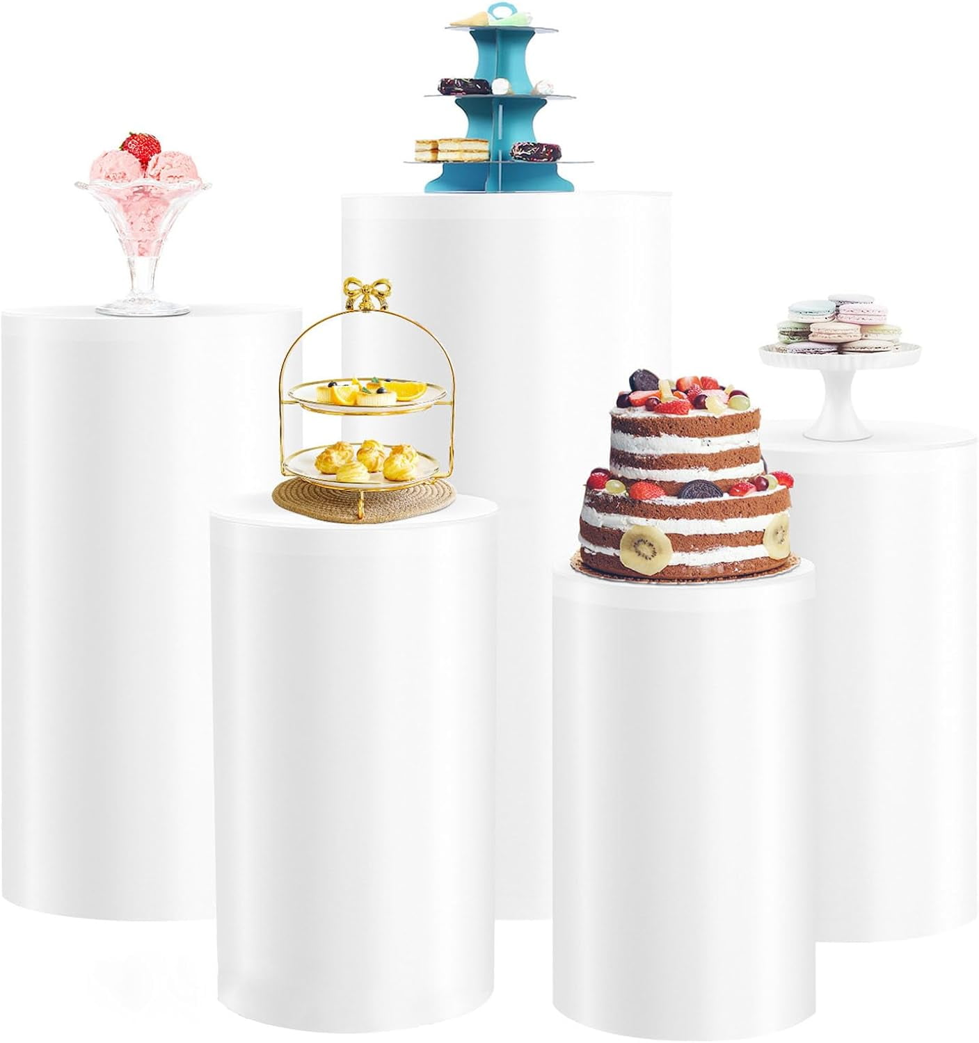 Cylinder Stands for Party 5Pcs Round Pedestal Stand, Cylinder Tables ...
