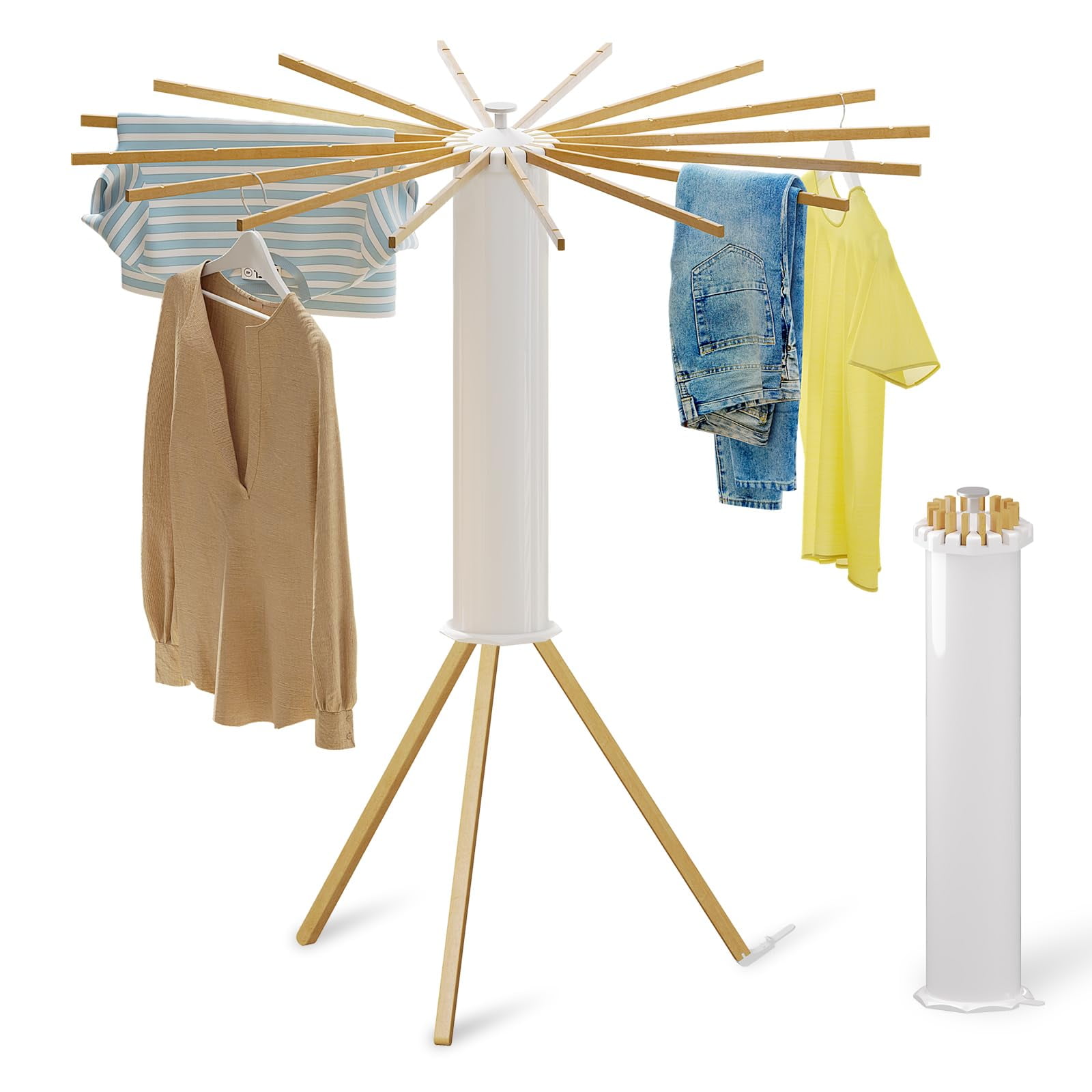 Cylinder Tripod Drying Rack for Clothes | Standing Octopus Dryer Rack ...