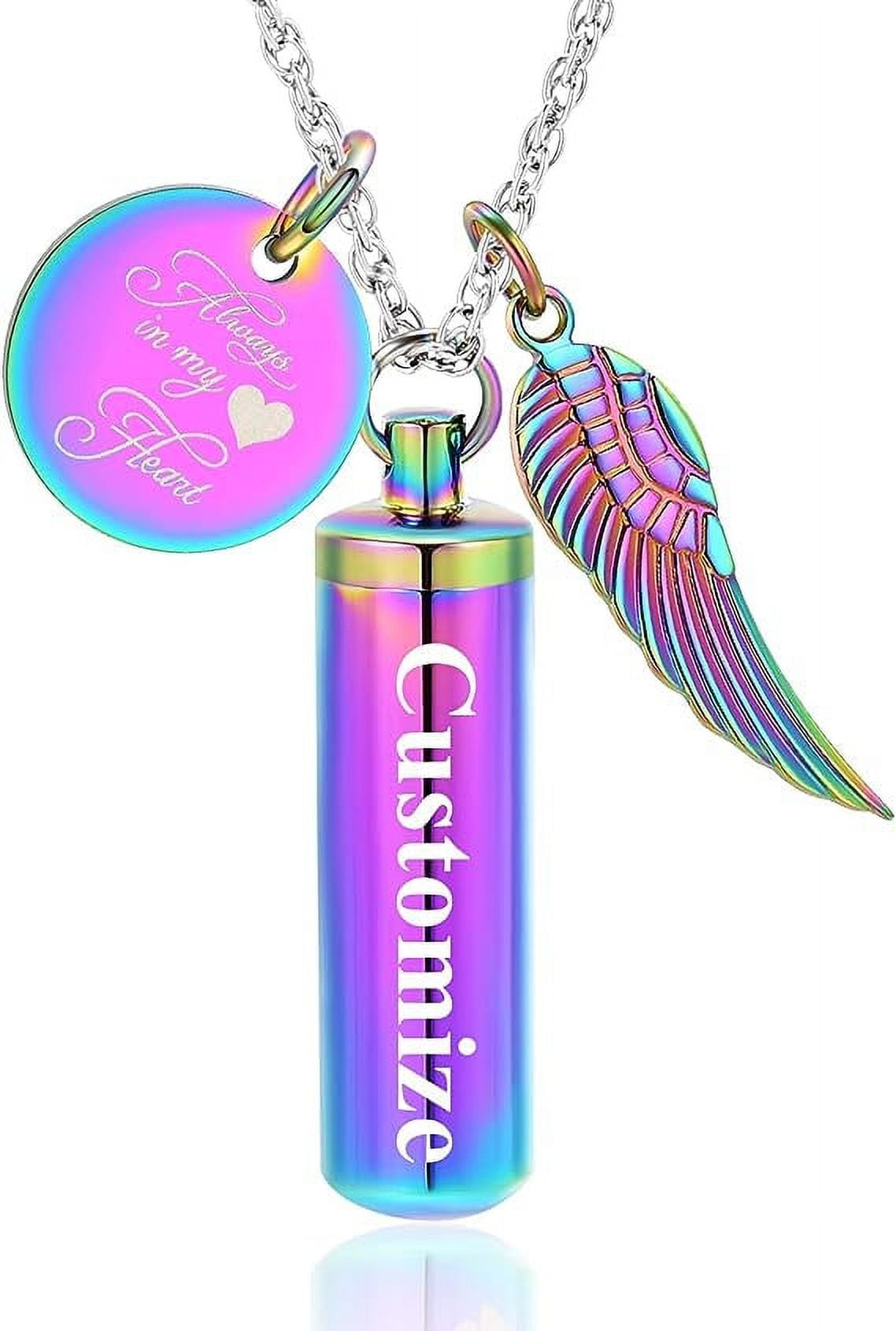 Cylinder Urn Ashes Necklace for Women Men Butterfly Cremation Jewelry ...