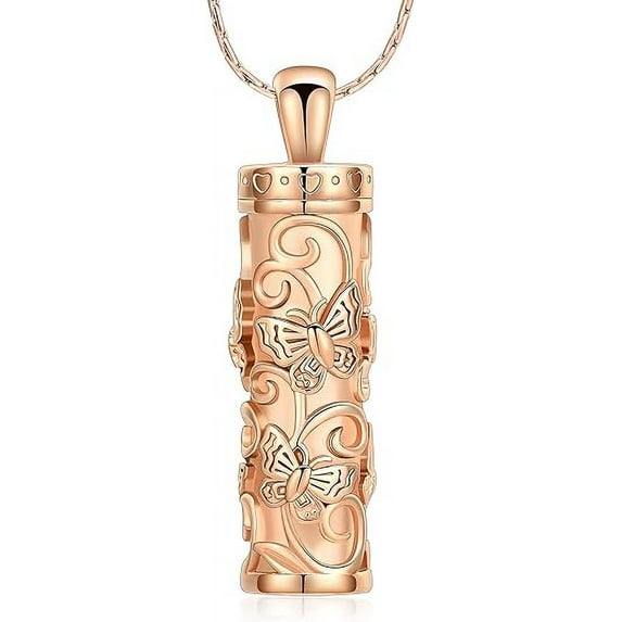 Cylinder Urn Necklace for Ashes Butterfly Cremation Jewelry for Ashes ...