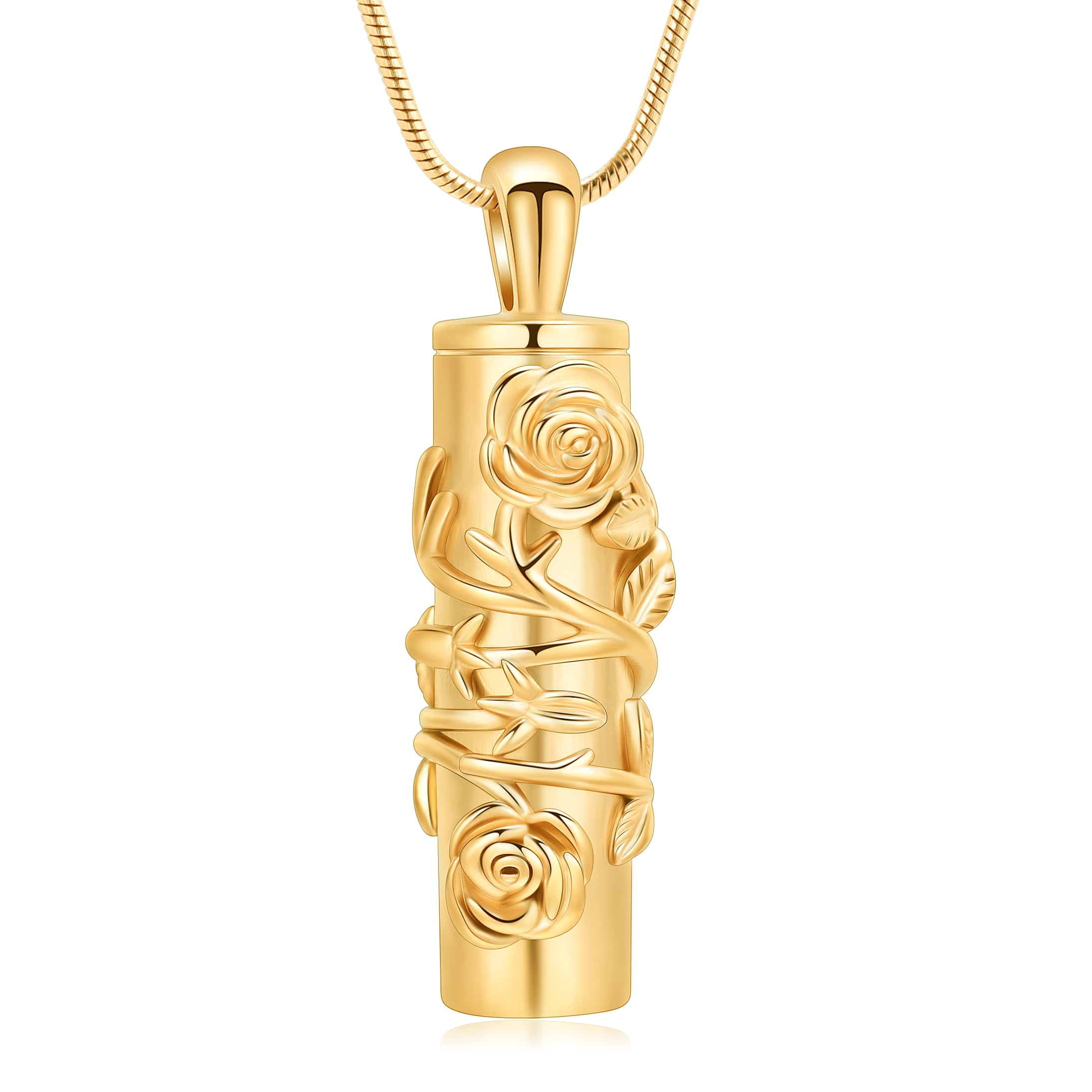 Cylinder Urn Necklaces for Ashes Memorial Keepsake Pendant With Rose ...