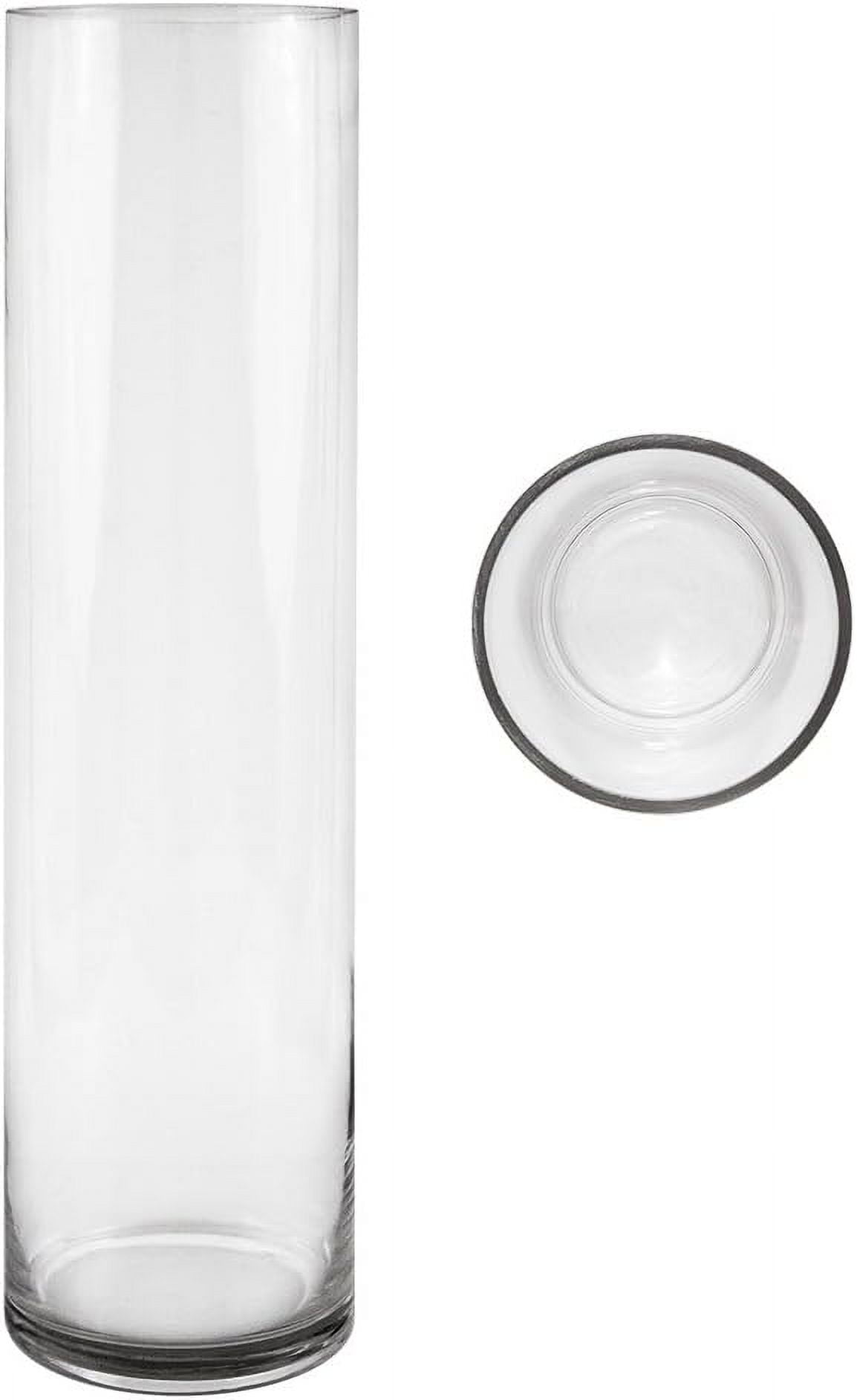 Cylinder Vase 4 Inch x 16 Inch, Decorative Clear Glass with Sturdy Base ...