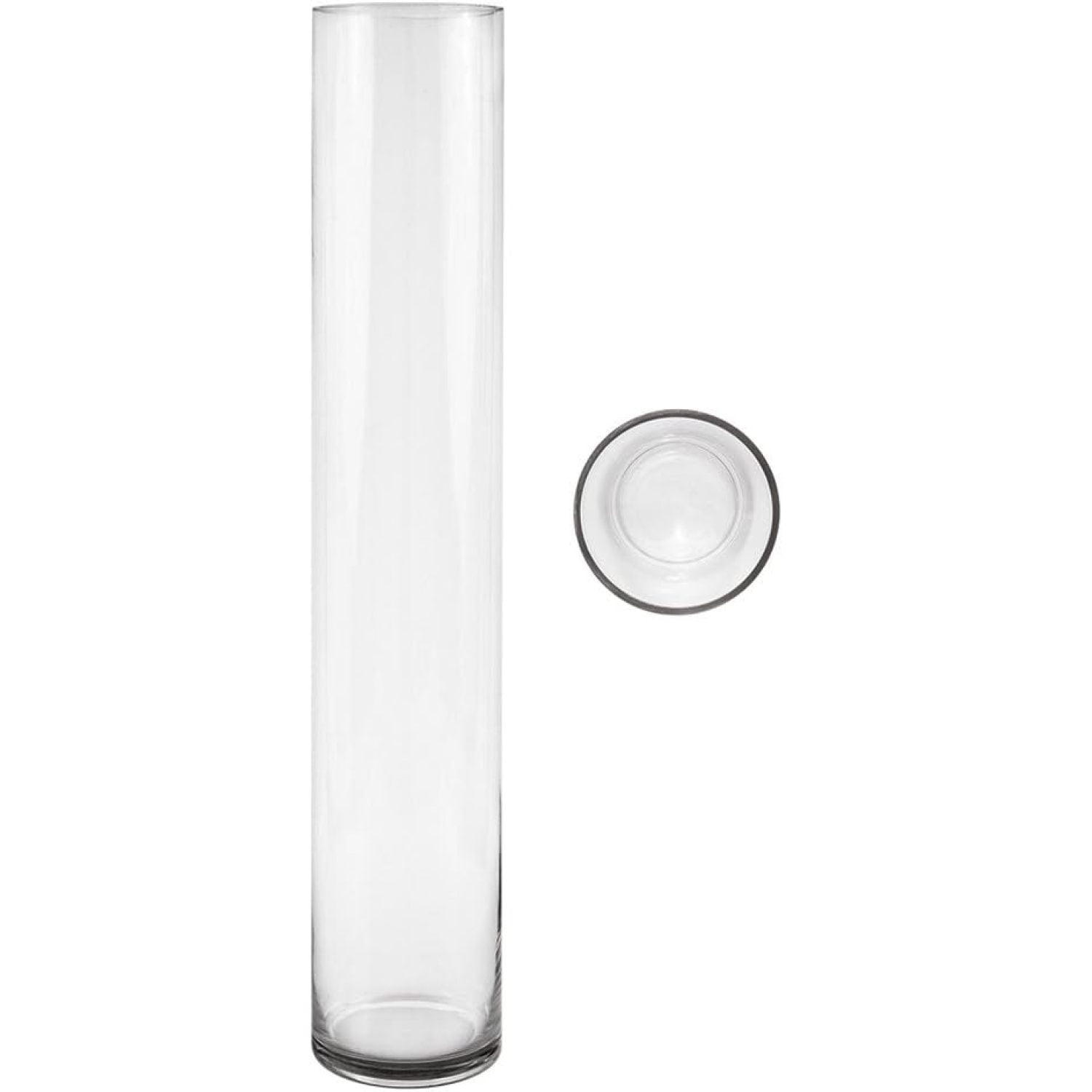 Cylinder Vase 4 Inch x 24 Inch, Decorative Clear Glass with Sturdy Base ...
