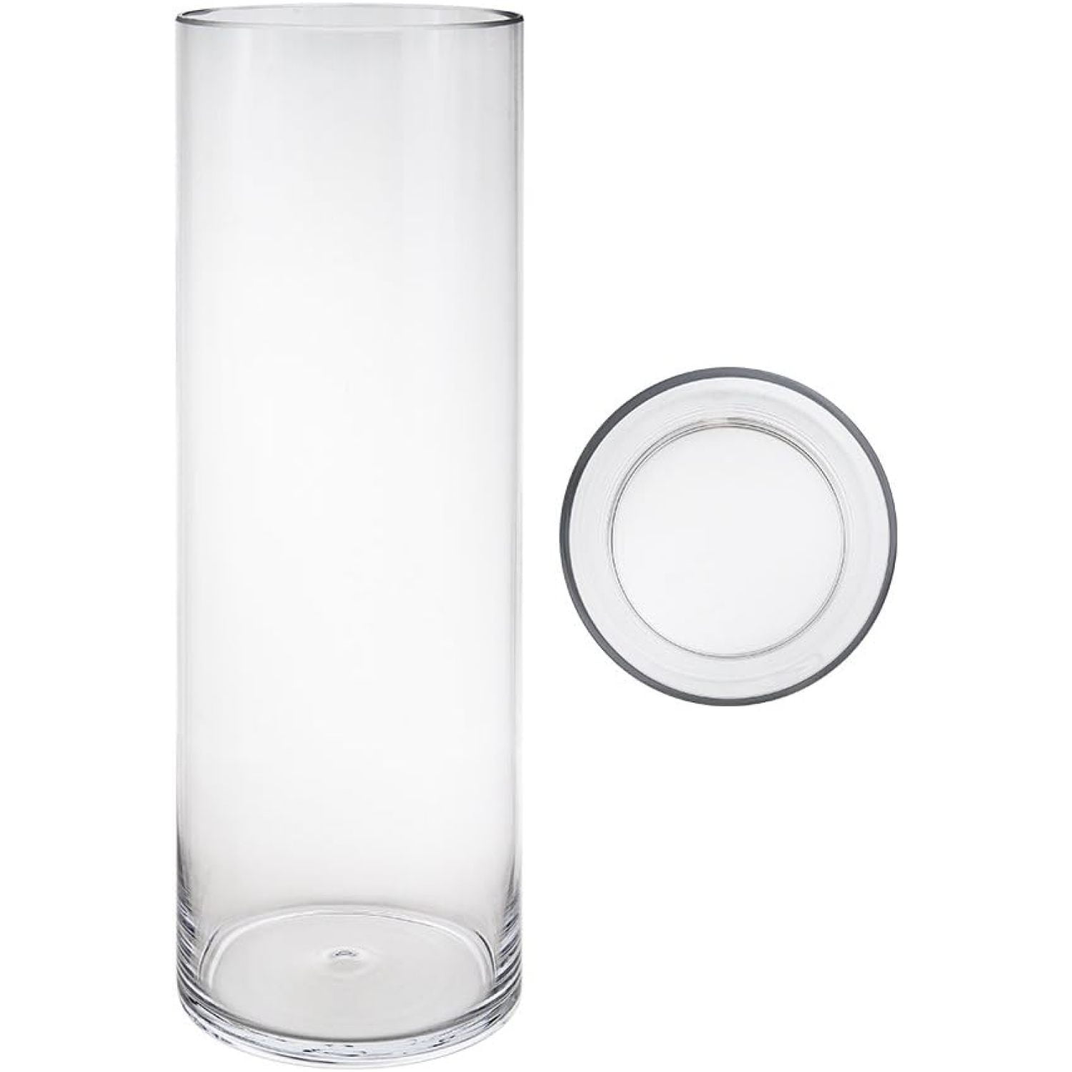 Cylinder Vase 6 Inch x 24 Inch, Decorative Clear Glass with Sturdy Base ...