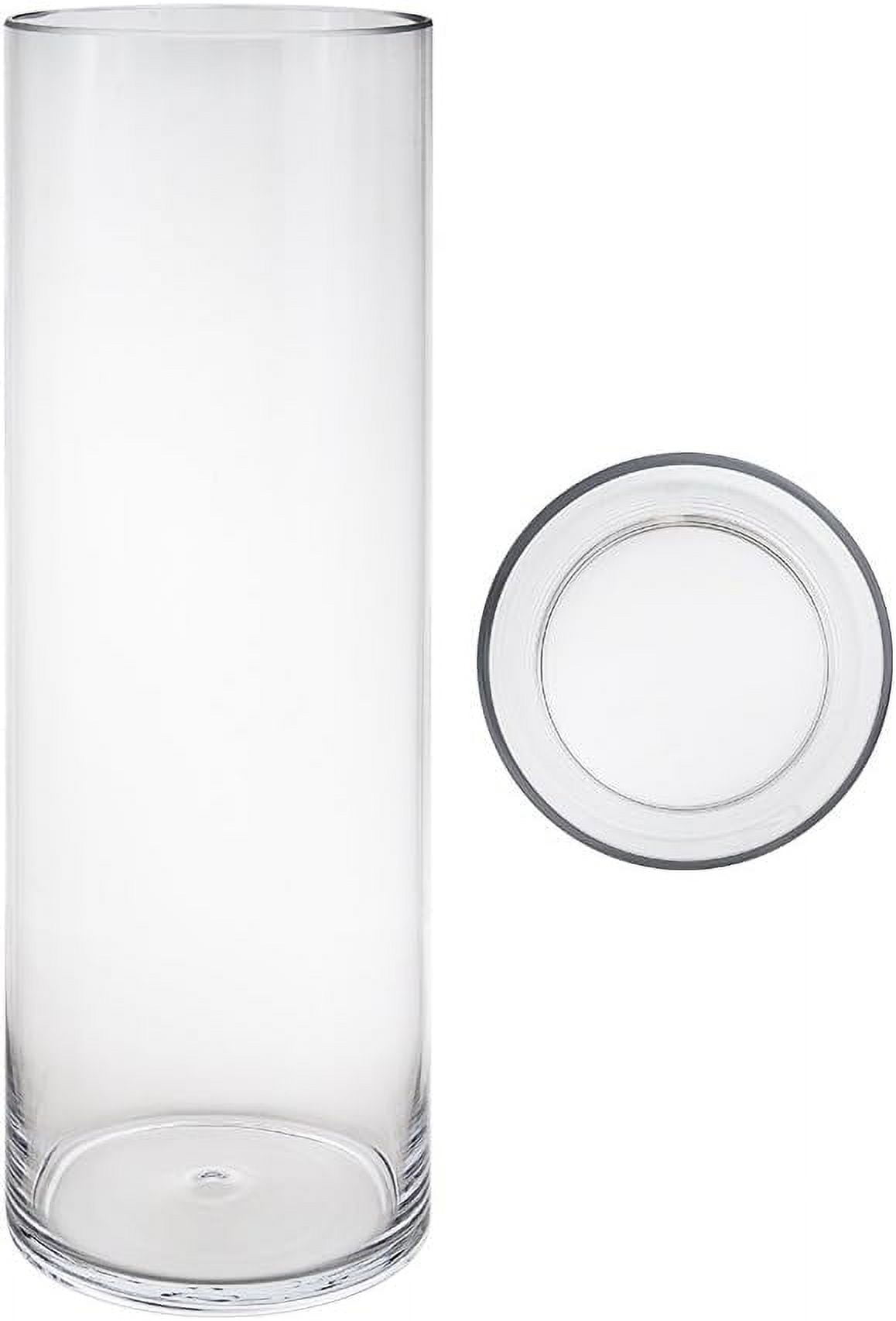 Cylinder Vase 6 Inch x 24 Inch, Decorative Clear Glass with Sturdy Base, Wedding Centerpieces ...