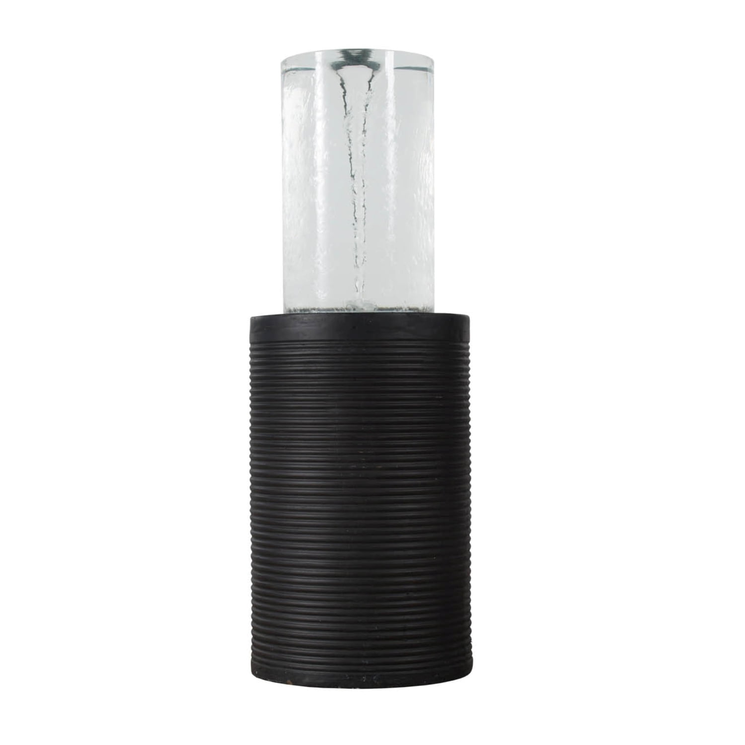Cylinder Whirlpool Outdoor Fountain - 19.5"Dia. x 55" - Matte Black ...