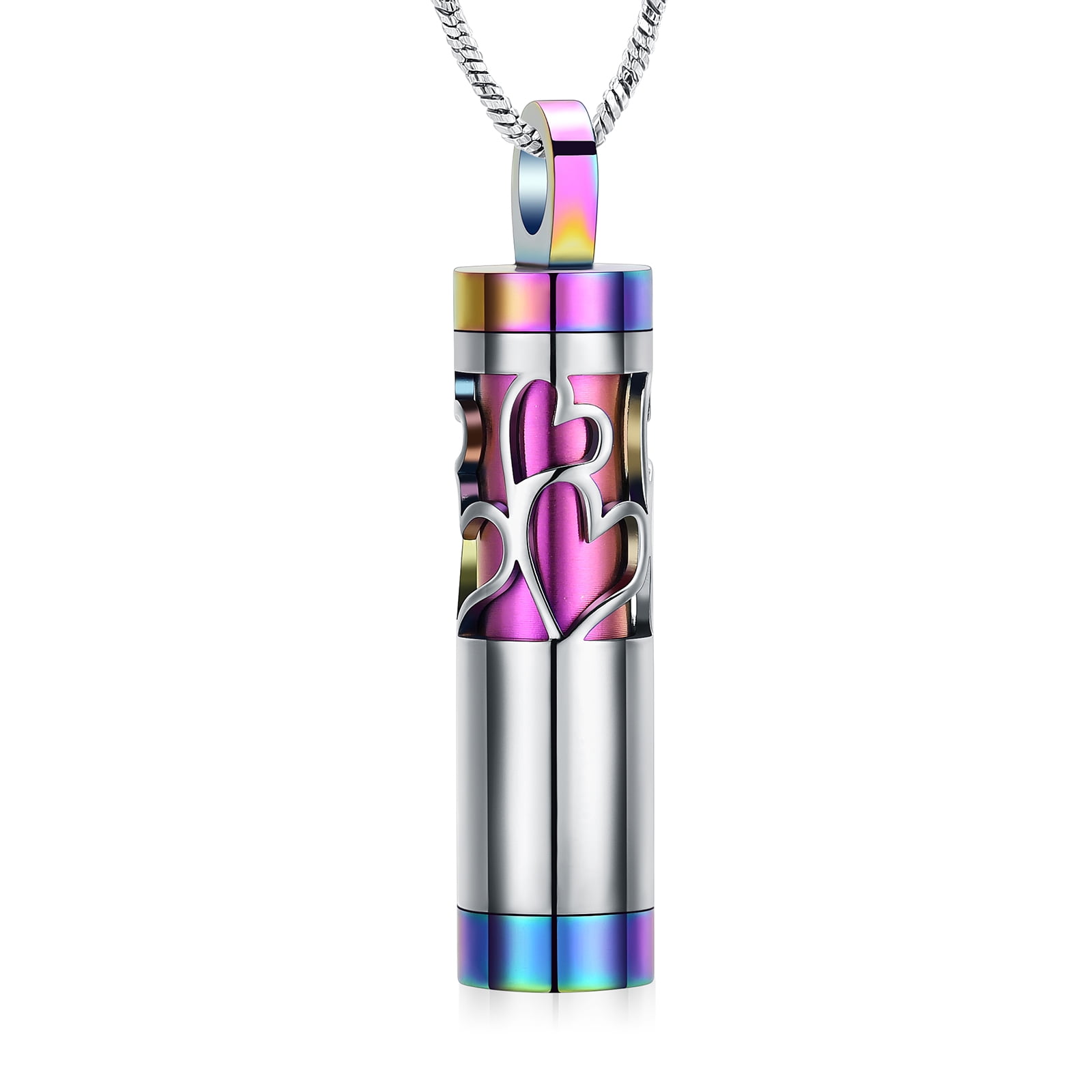 Cylinder with Heart Cremation Jewelry for Ashes Holder Urn Necklace ...