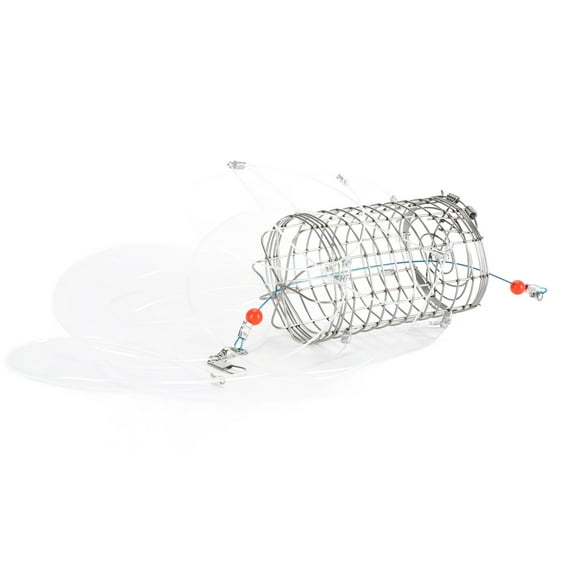 Cylindrical Crab Snares, 8 Loop Nylon Cord Traps, Stainless Steel, Long ...