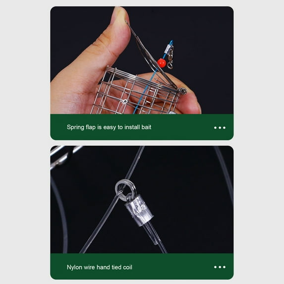 Cylindrical Crab Snares, 8 Loop Nylon Cord Traps, Stainless Steel, Long ...