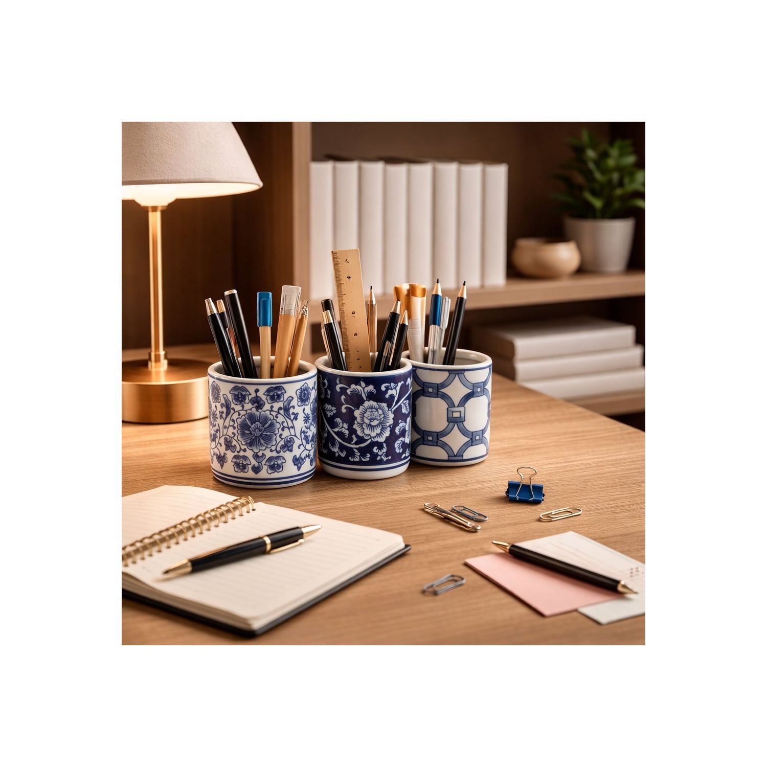Cylindrical Desk Organizer for Home Decor - Ceramic Desktop Organizer ...