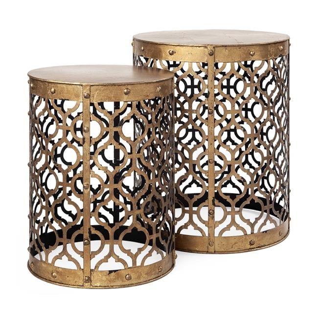 Cylindrical Gold Metal Accent Tables, Set of 2 - Walmart.com