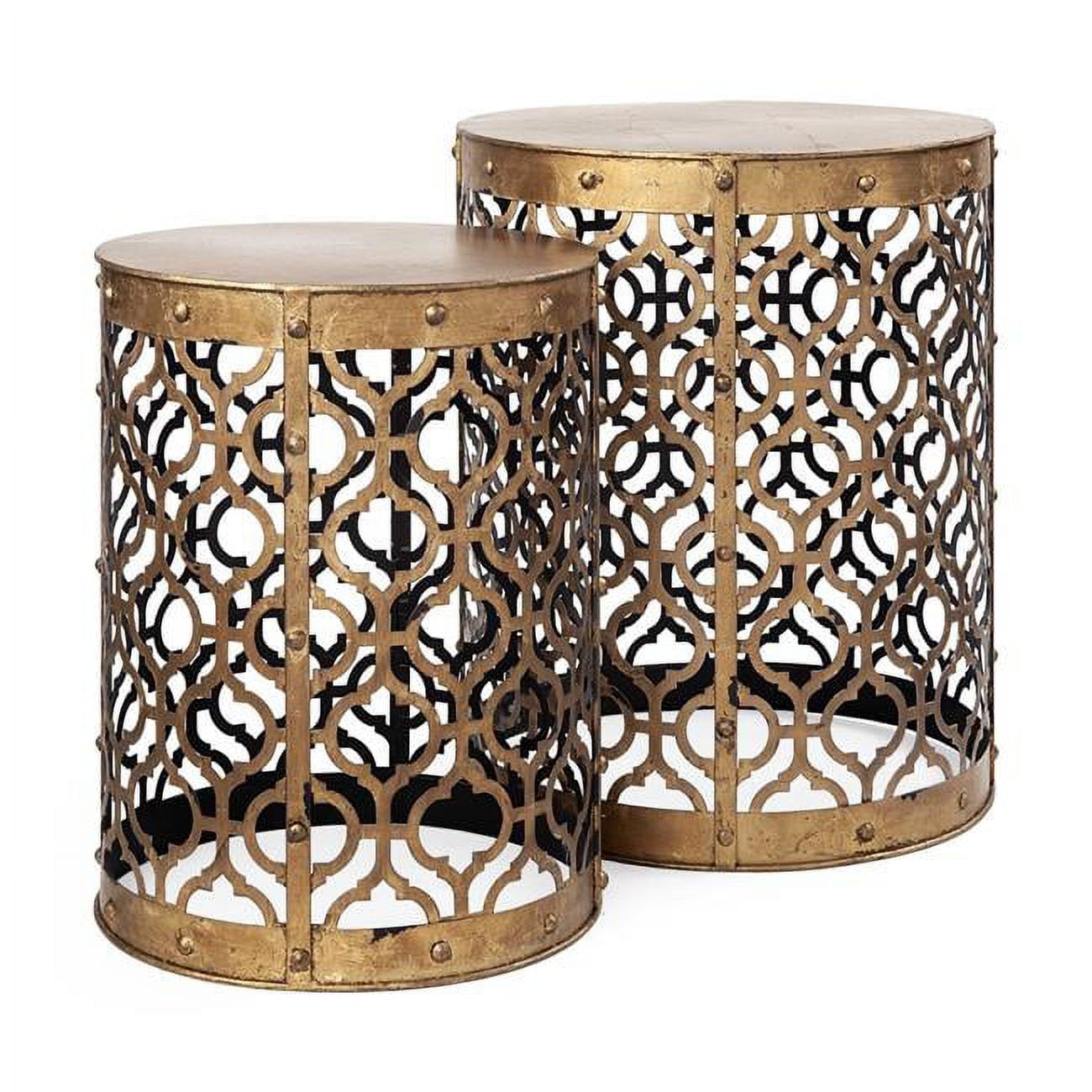Cylindrical Gold Metal Accent Tables, Set of 2 - Walmart.com