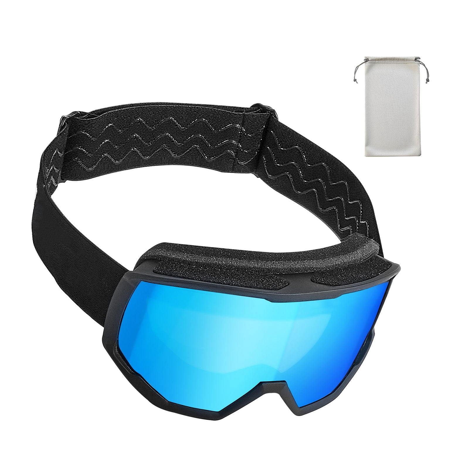 Cylindrical OTG Anti-Fog Snow Sports Goggles, Ice Blue Revo Lens Vent ...