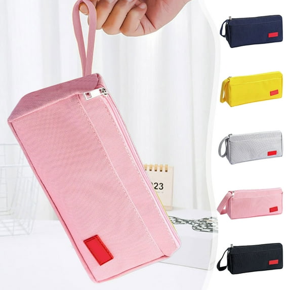 Cylindrical Pencil Case Organizer | Polyester Fabric Zipper Bag with ...