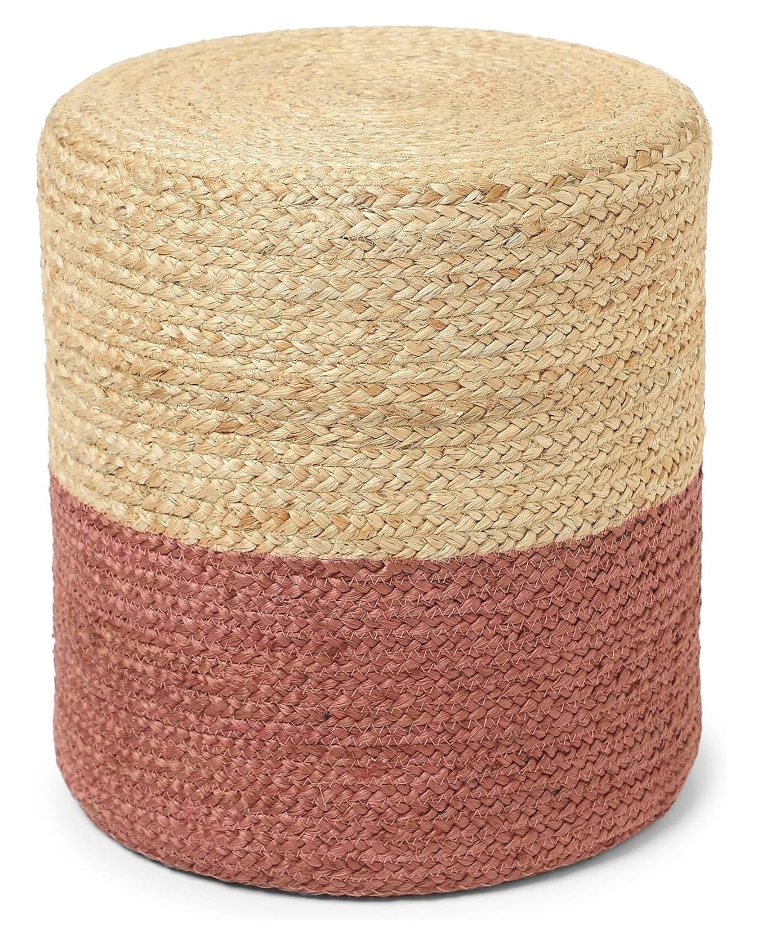 · Cylindrical Pouf Foot Stool Ottoman - Jute Braided Pouffe Poof Accent ...