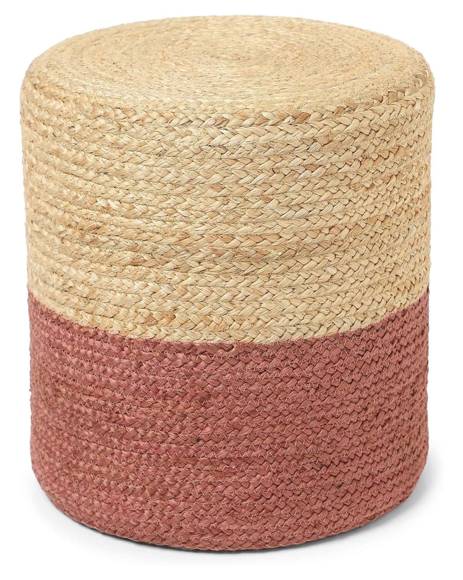 · Cylindrical Pouf Foot Stool Ottoman - Jute Braided Pouffe Poof Accent ...
