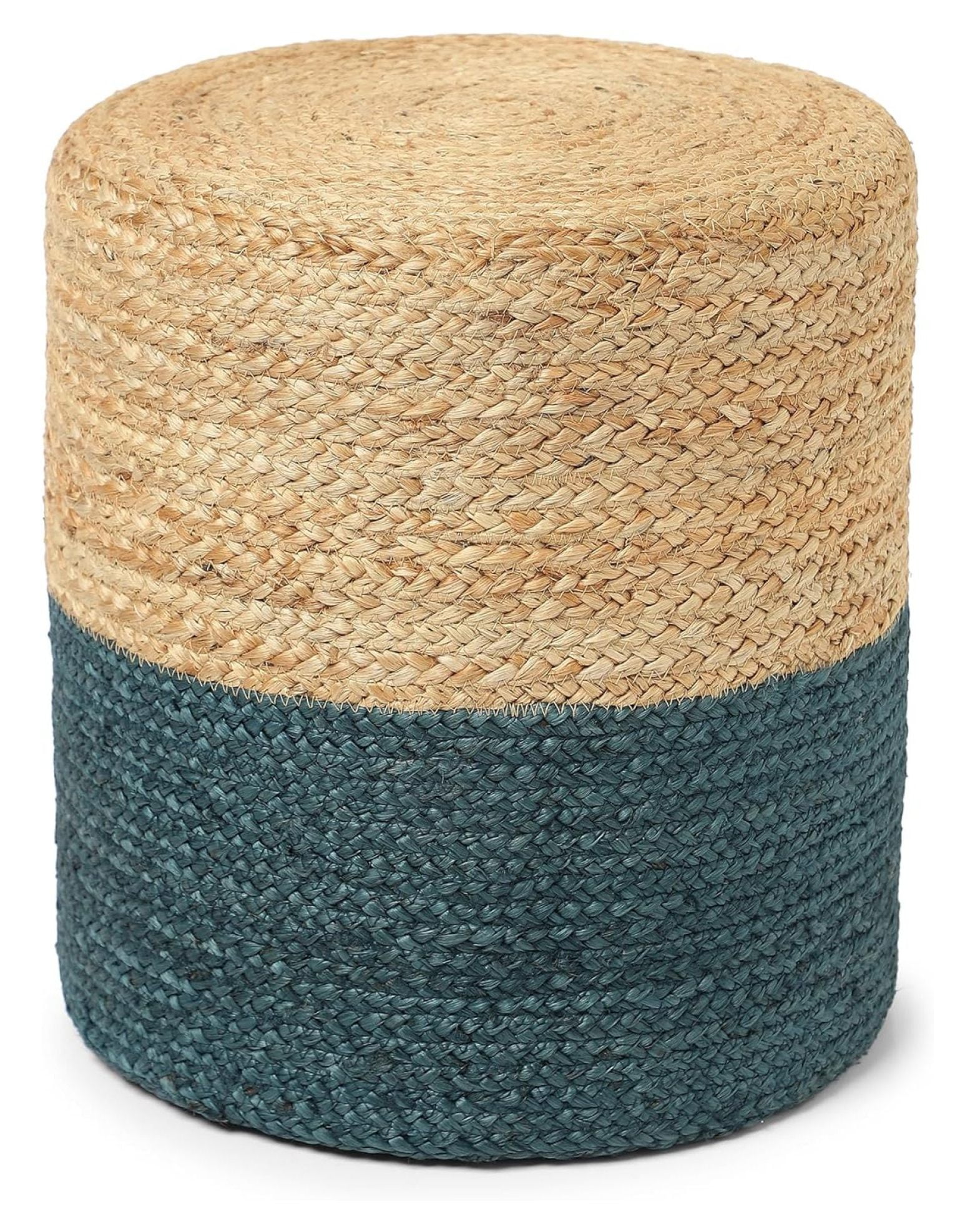 · Cylindrical Pouf Foot Stool Ottoman - Jute Braided Pouffe Poof Accent ...