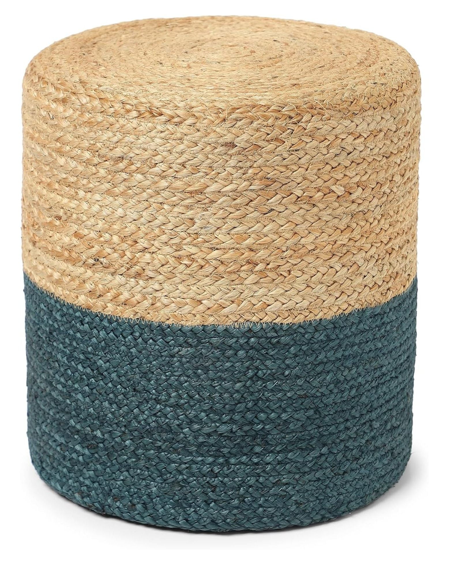 · Cylindrical Pouf Foot Stool Ottoman - Jute Braided Pouffe Poof Accent ...