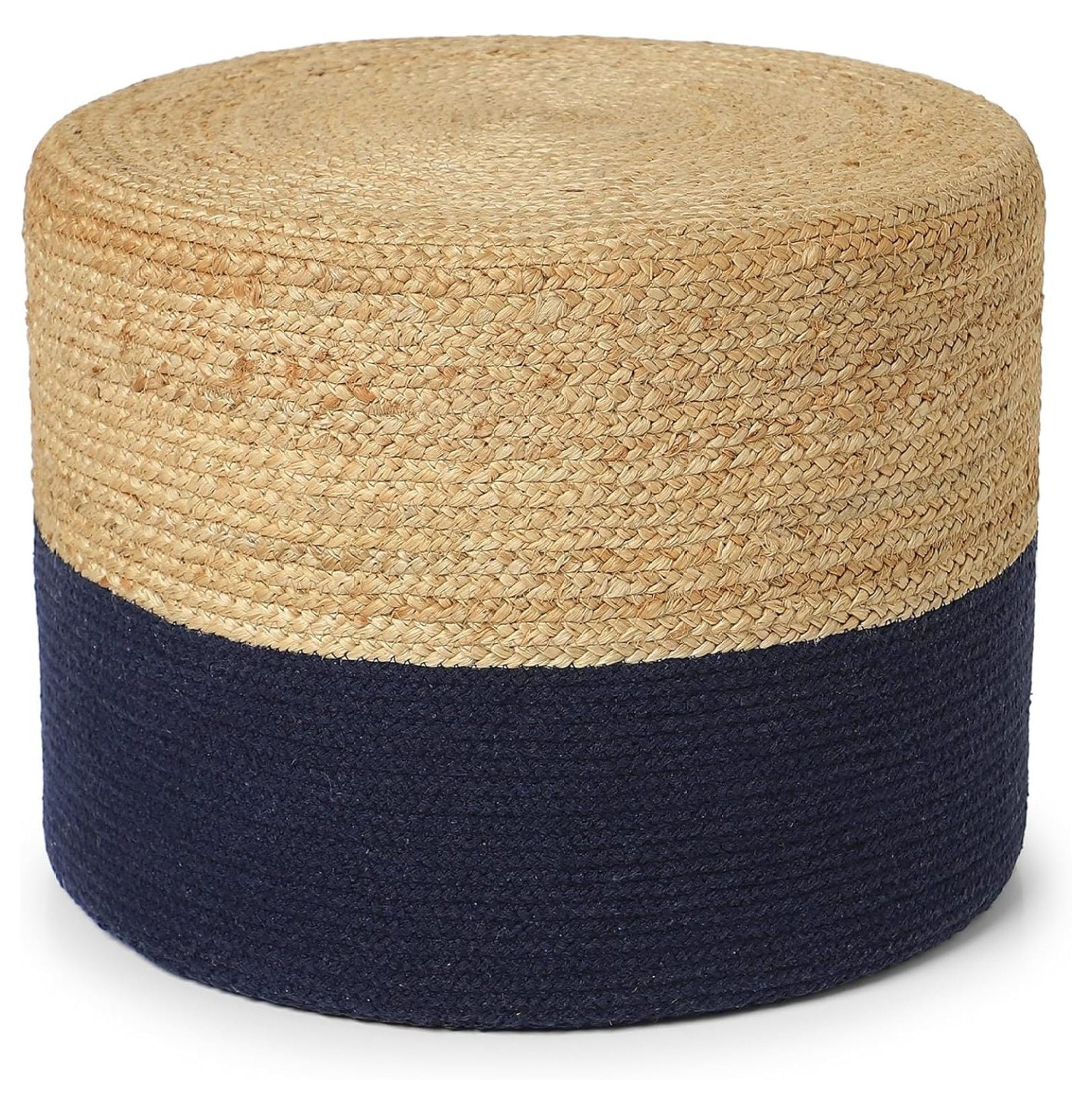 · Cylindrical Pouf Foot Stool Ottoman - Jute Braided Pouffe Poof Accent ...