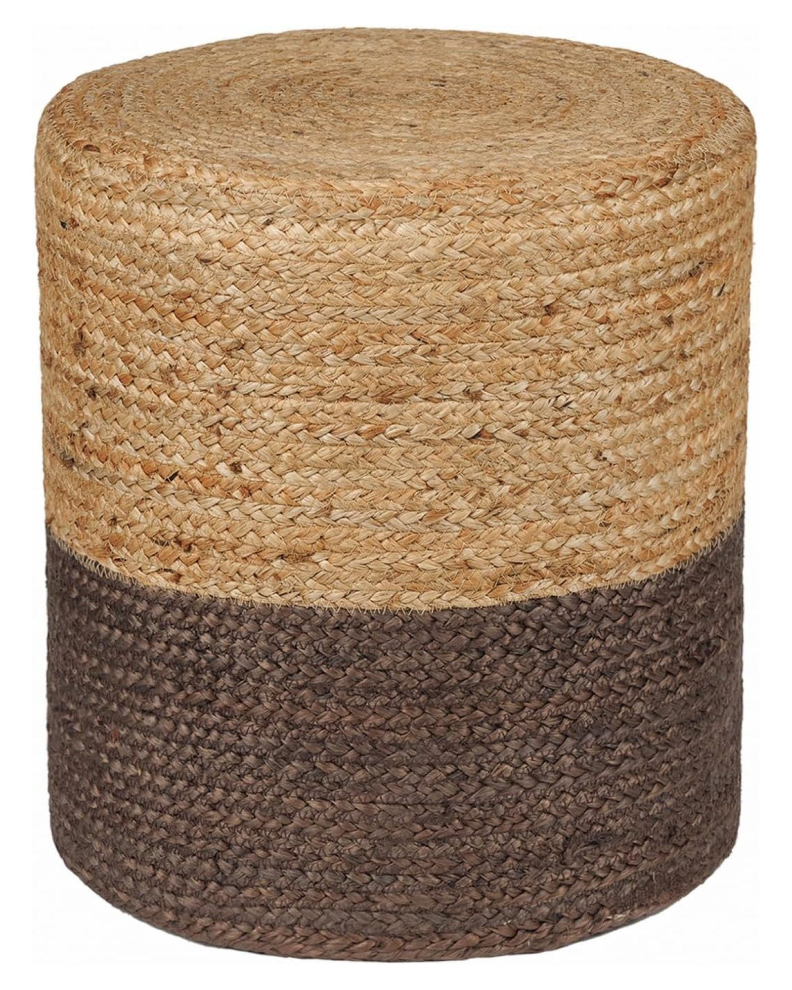 · Cylindrical Pouf Foot Stool Ottoman - Jute Braided Pouffe Poof Accent ...