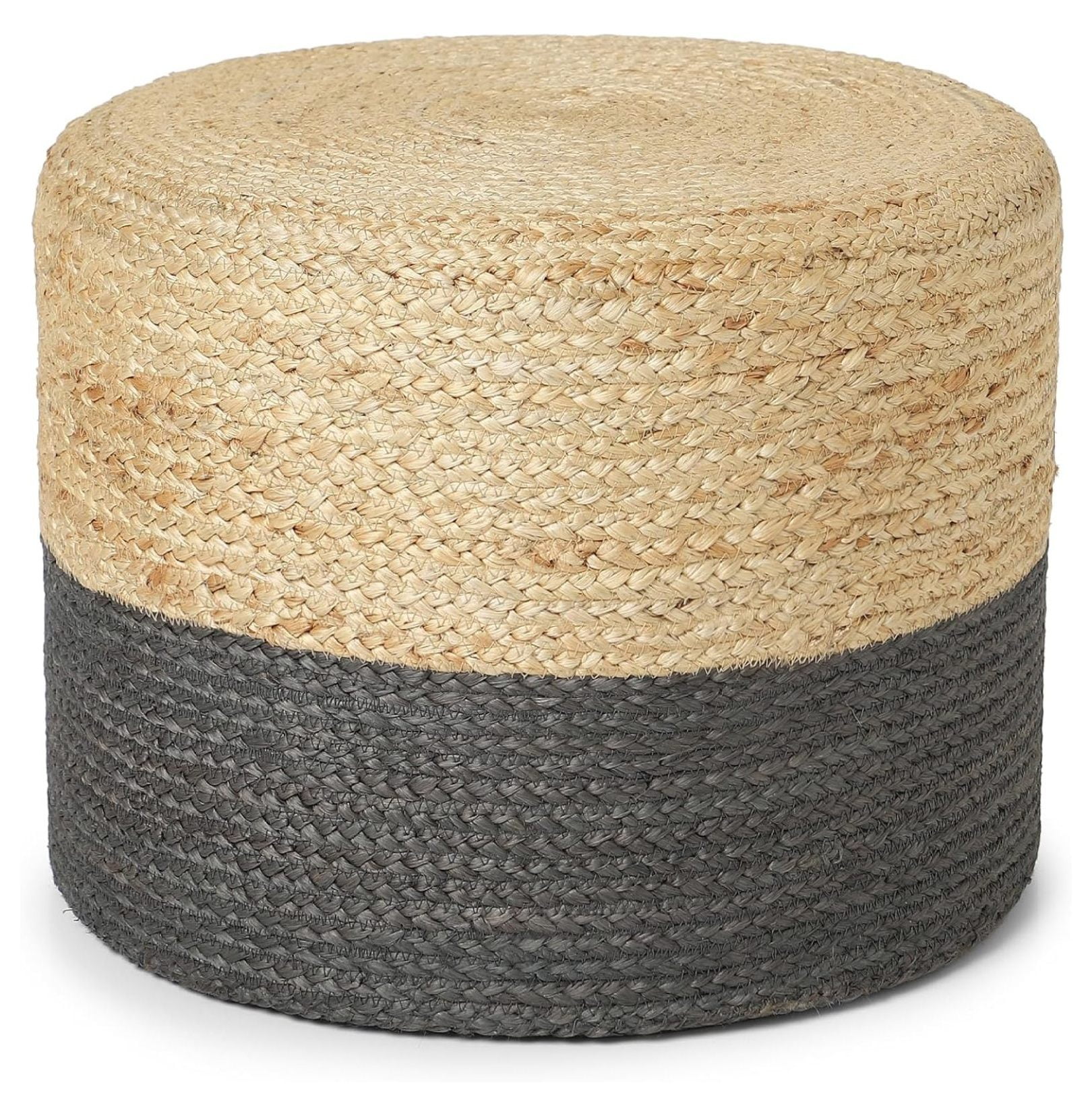 · Cylindrical Pouf Foot Stool Ottoman - Jute Braided Pouffe Poof Accent ...