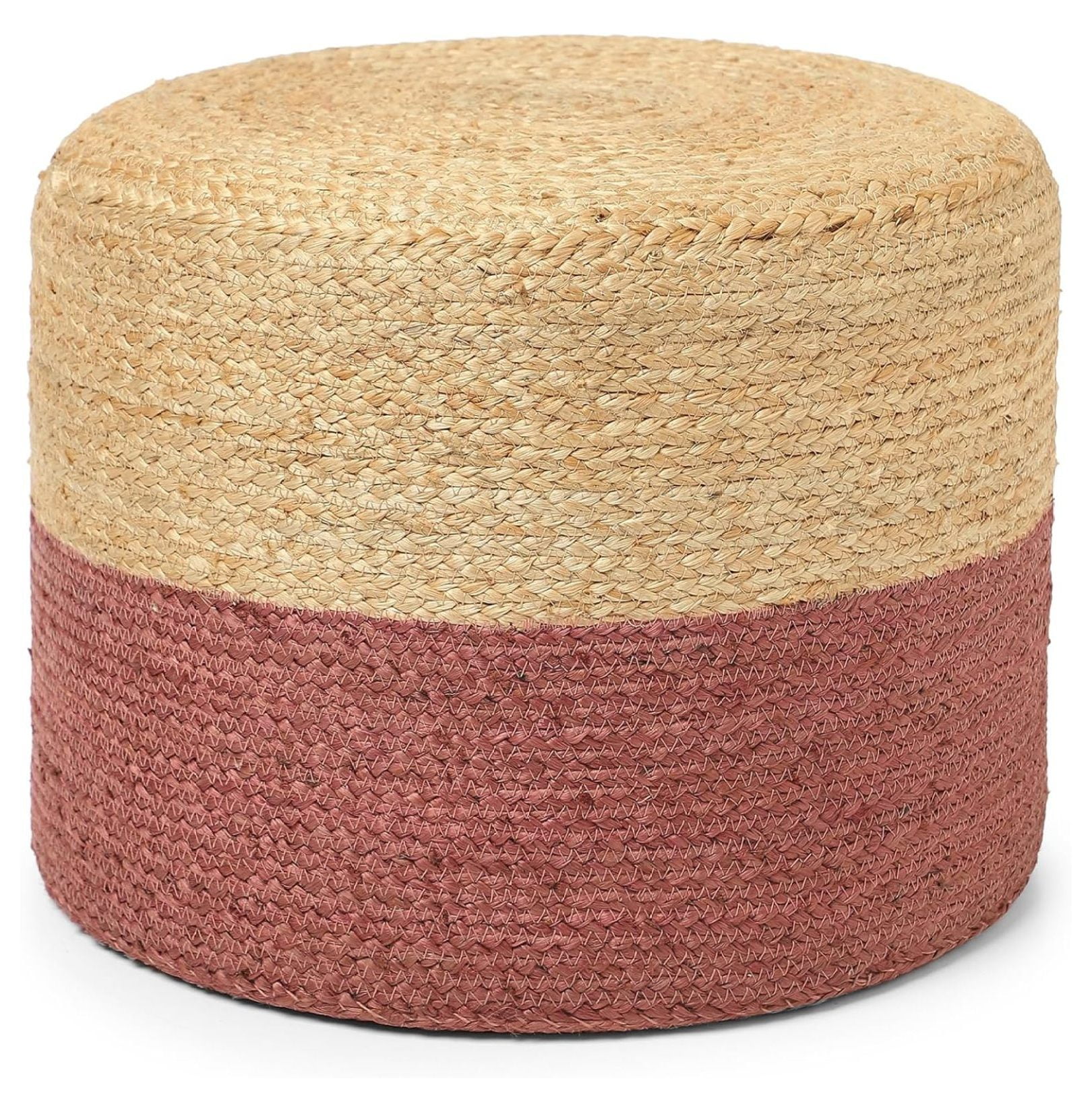 · Cylindrical Pouf Foot Stool Ottoman - Jute Braided Pouffe Poof Accent ...