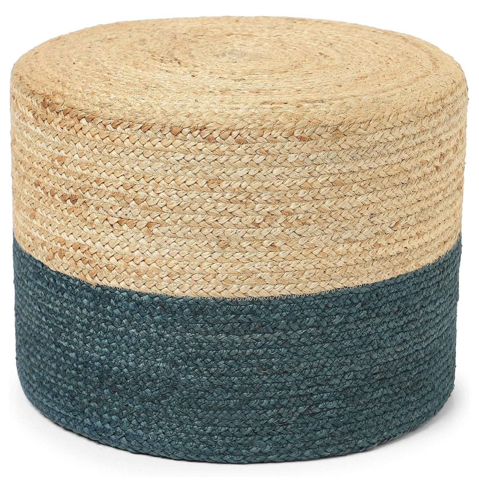 · Cylindrical Pouf Foot Stool Ottoman - Jute Braided Pouffe Poof Accent ...
