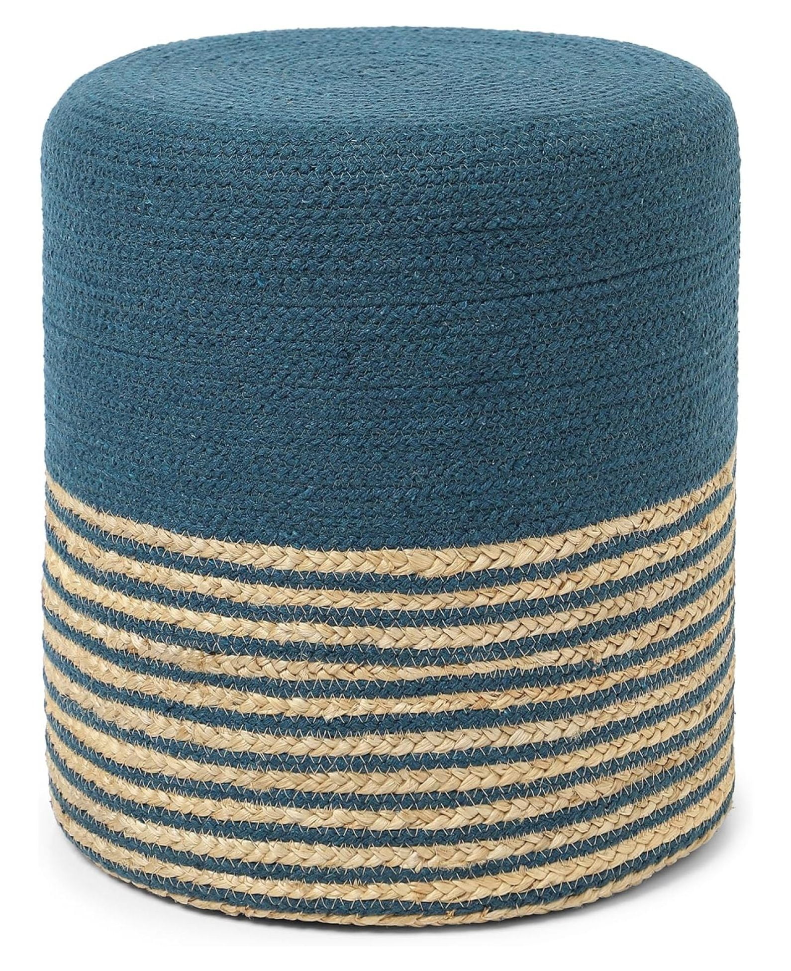 · Cylindrical Pouf Foot Stool Ottoman - Jute Braided Pouffe Poof Accent ...