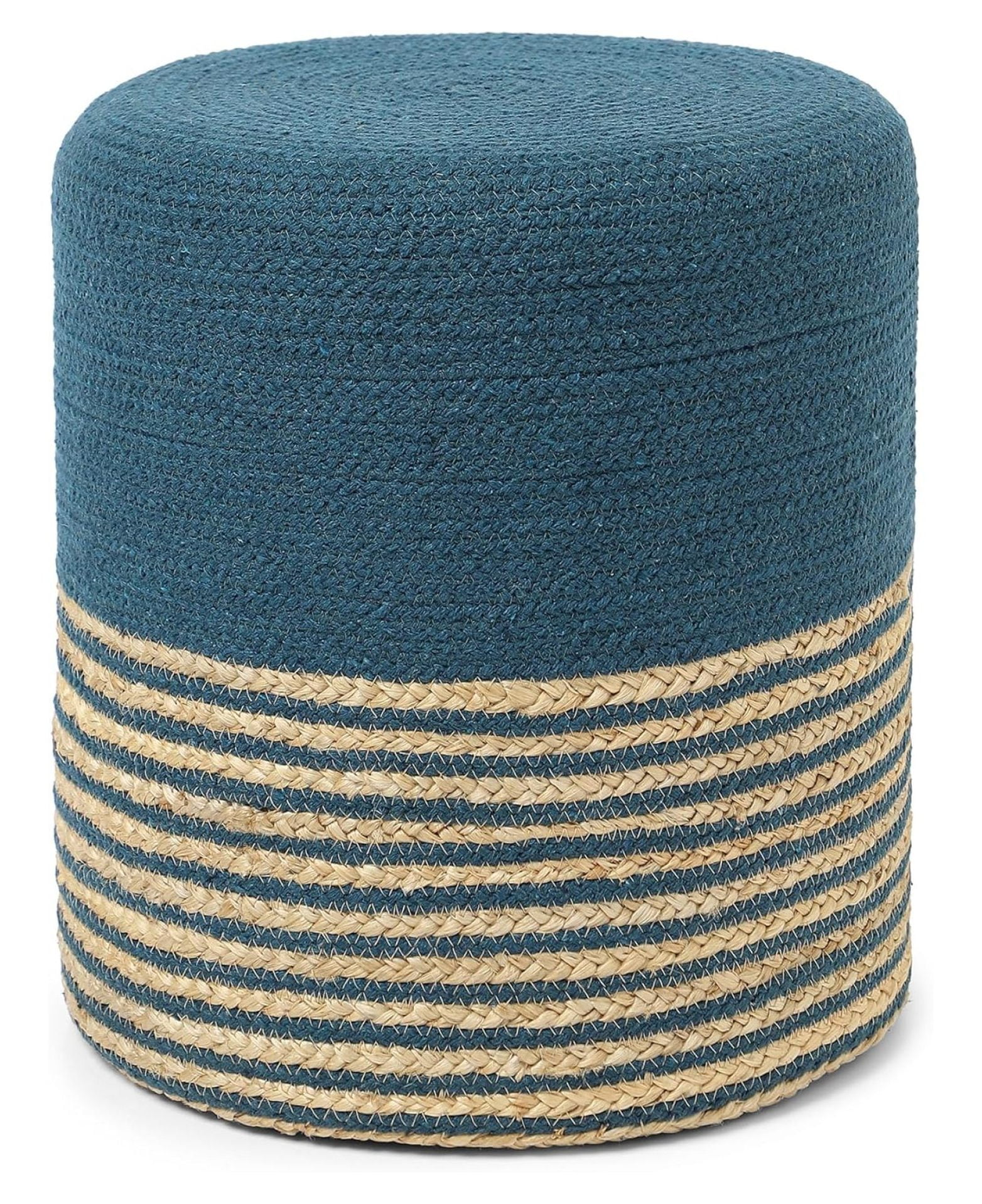 · Cylindrical Pouf Foot Stool Ottoman - Jute Braided Pouffe Poof Accent ...