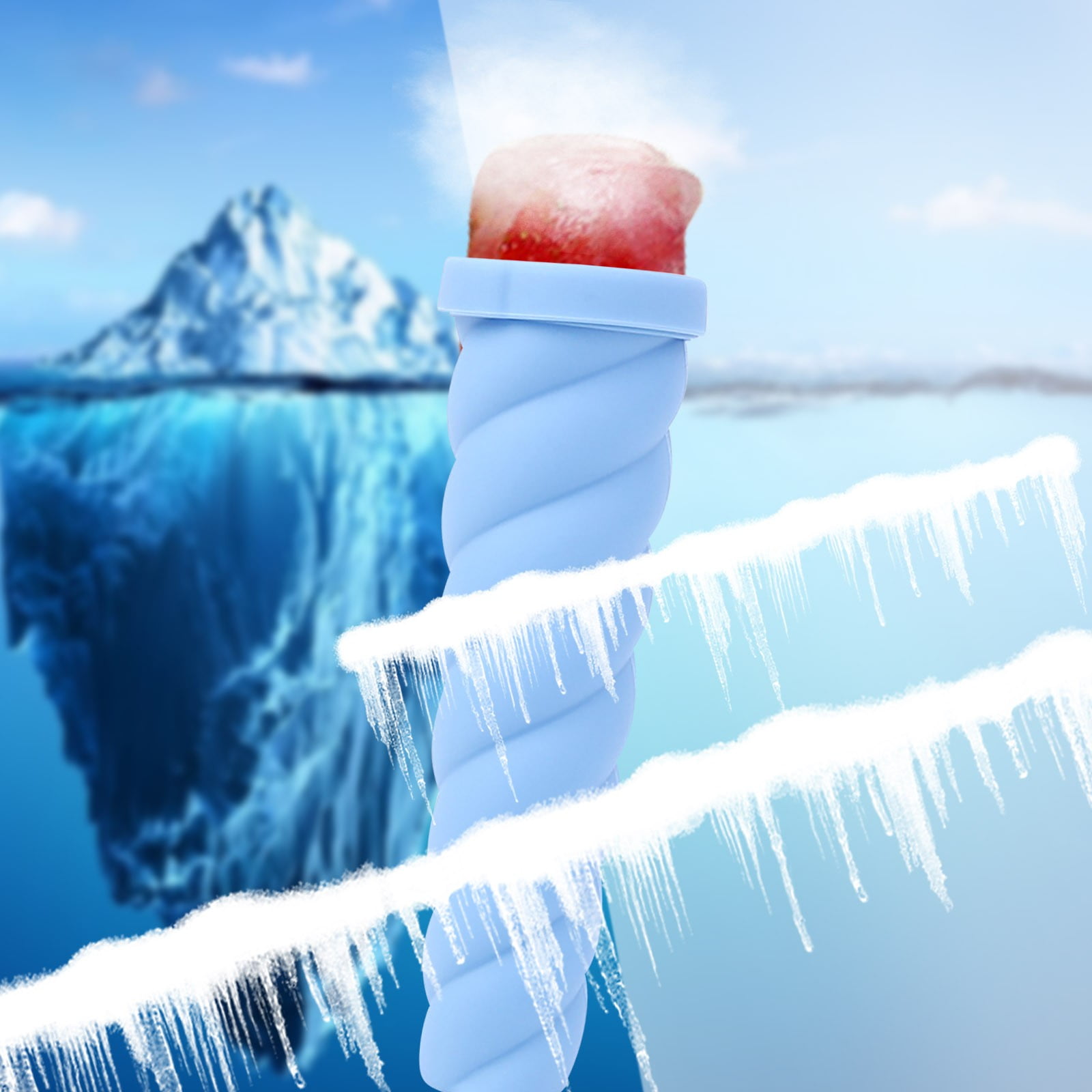 Cylindrical Silicone Ice Tray with Leakproof Lid – Food-Grade Long Ice ...