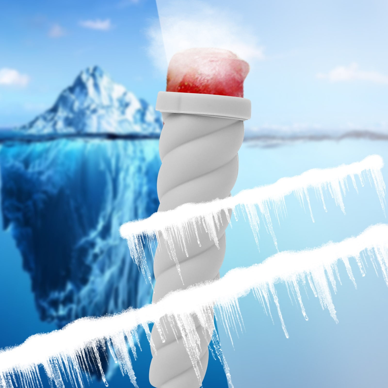 Cylindrical Silicone Ice Tray with Leakproof Lid – Food-Grade Long Ice ...