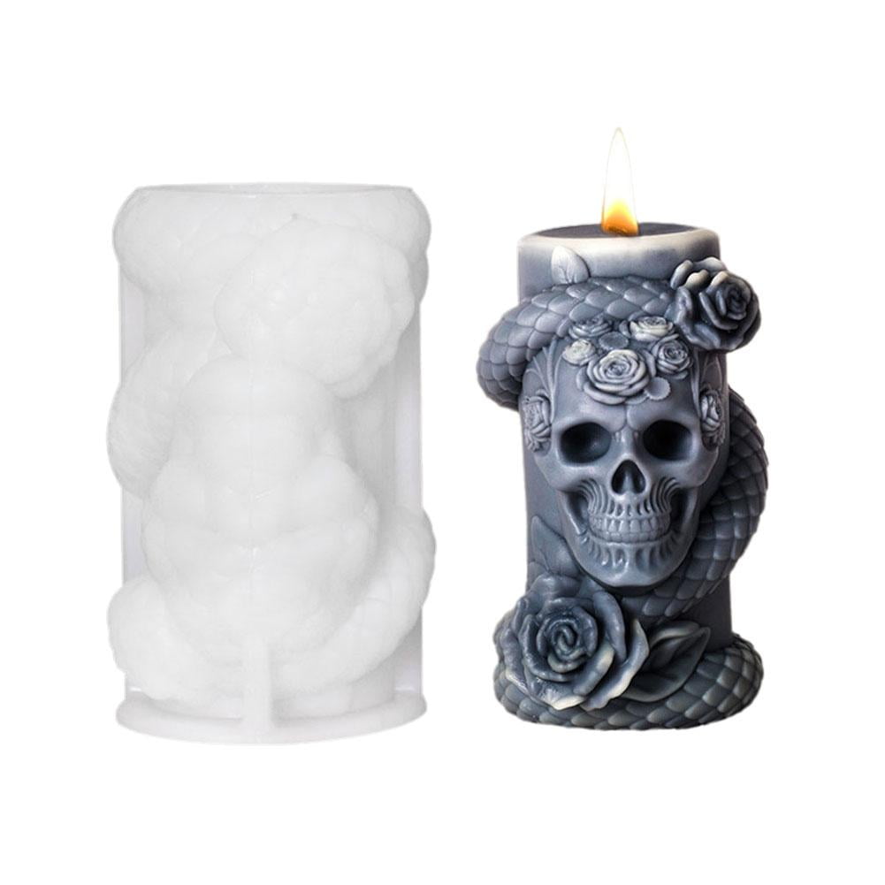 Cylindrical Snake Aromatherapy Candle Silicone Mold Skull Halloween ...
