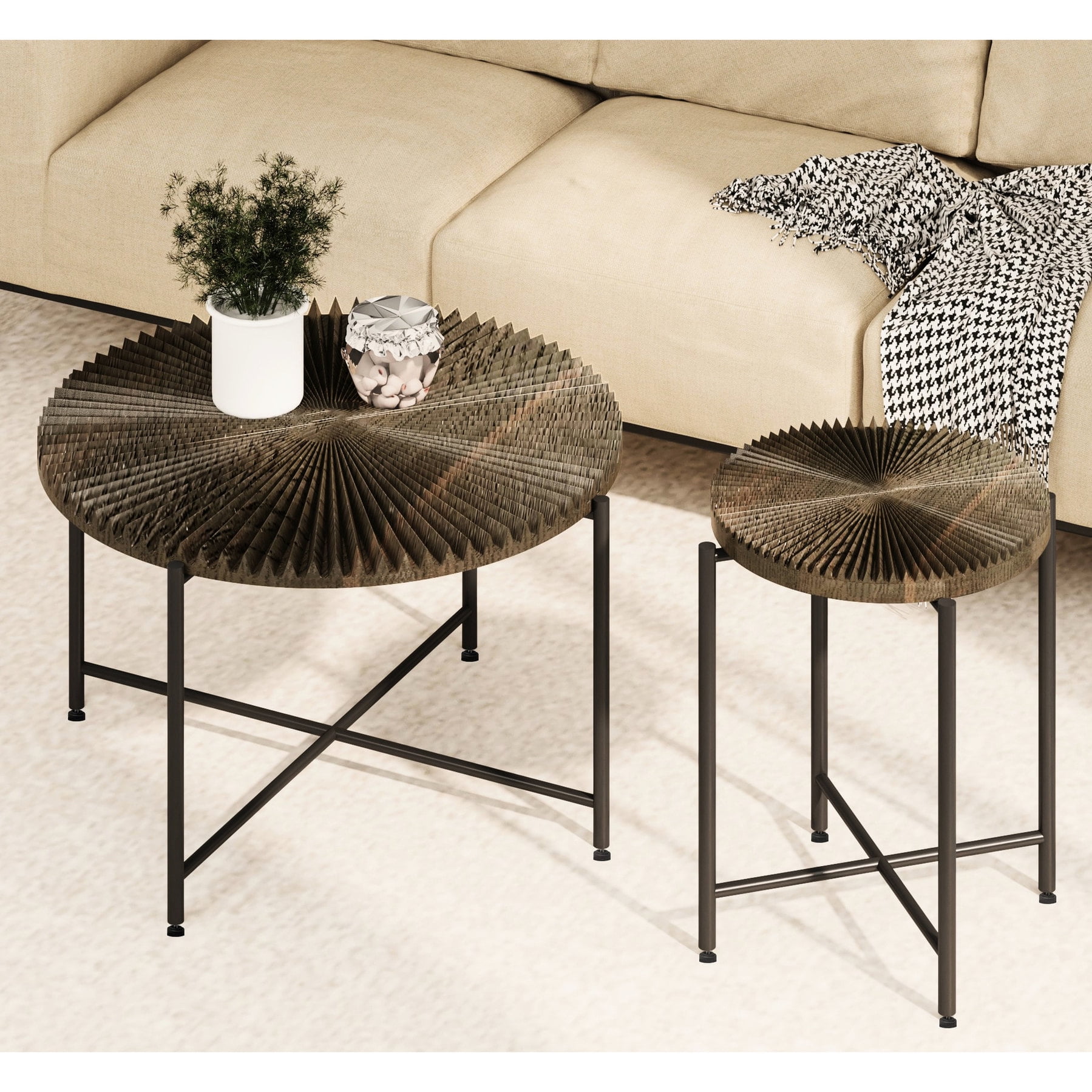 Cylindrical Table Design, Wood - like Finish - Transforms Living Spaces ...