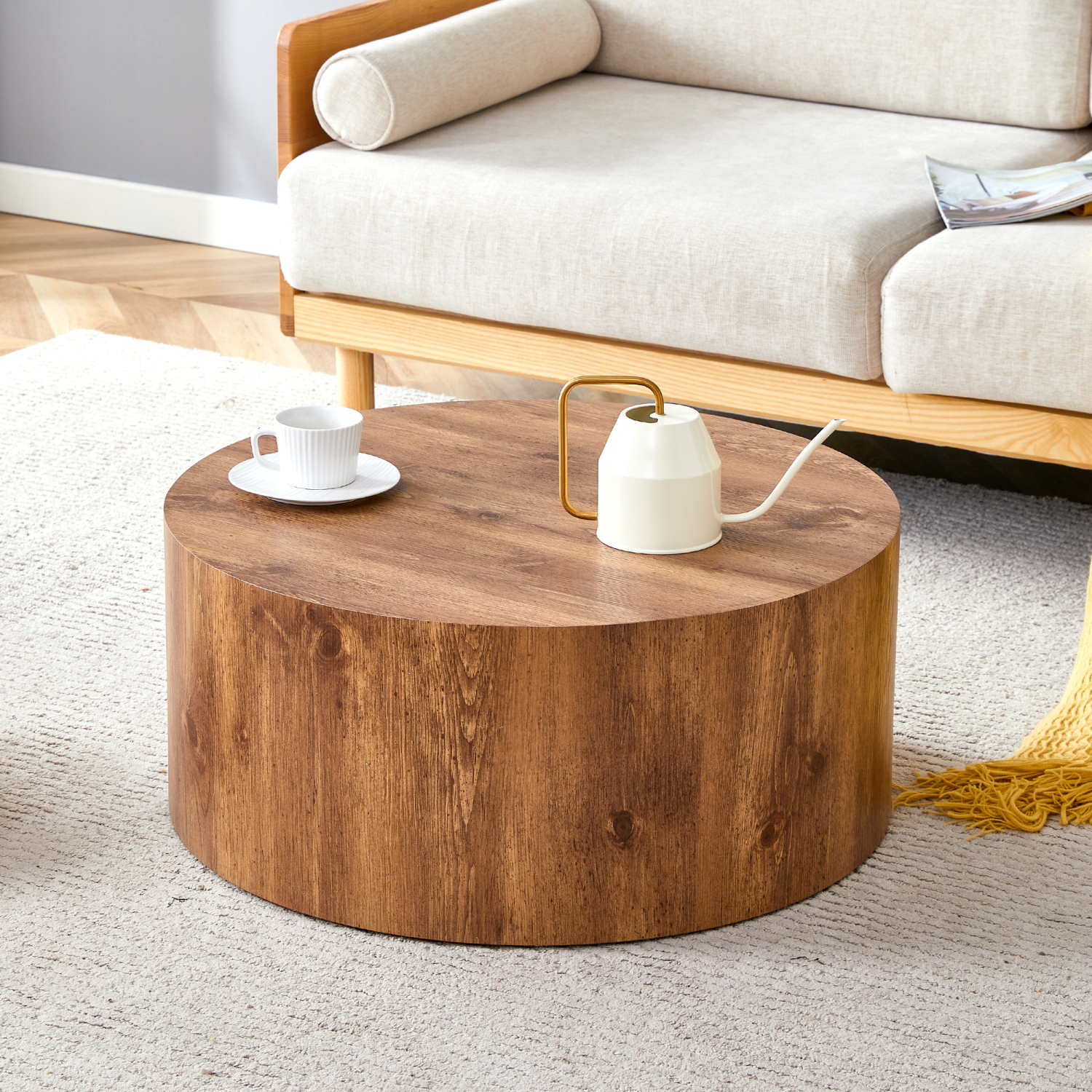 The Cylindrical Table With Its Patterned Design Can Be Easily ...